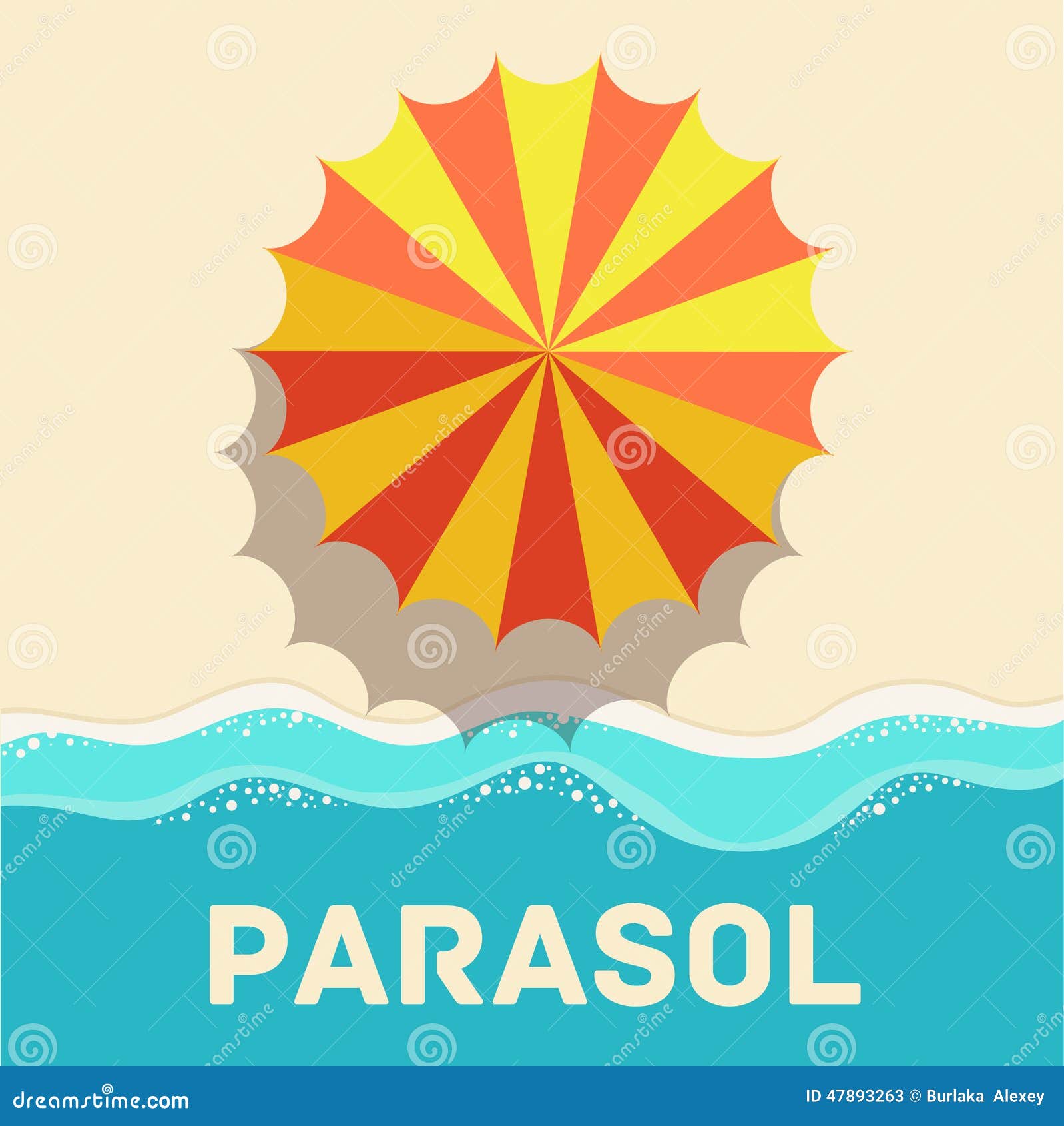 Retro Flat Parasol Icon Concept. Vector Stock Vector - Illustration of ...