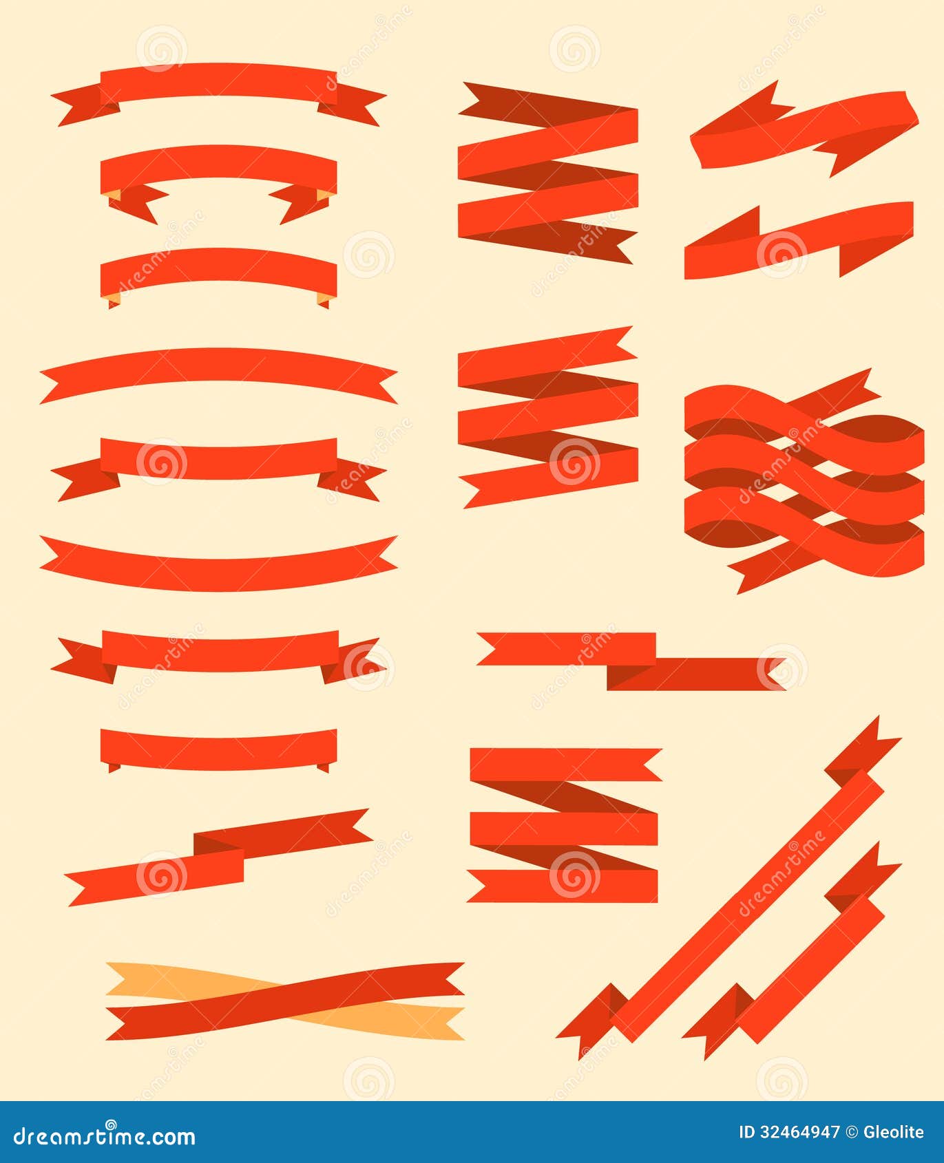 Retro flat ribbons set stock vector. Illustration of element - 32464947