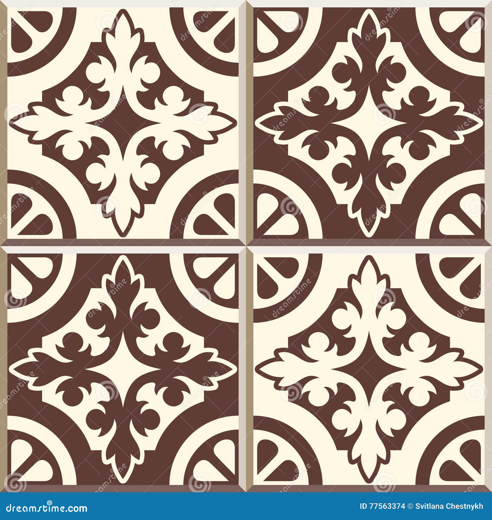 Retro Floor Tiles Patern, Set of Four Patterns Stock Vector ...