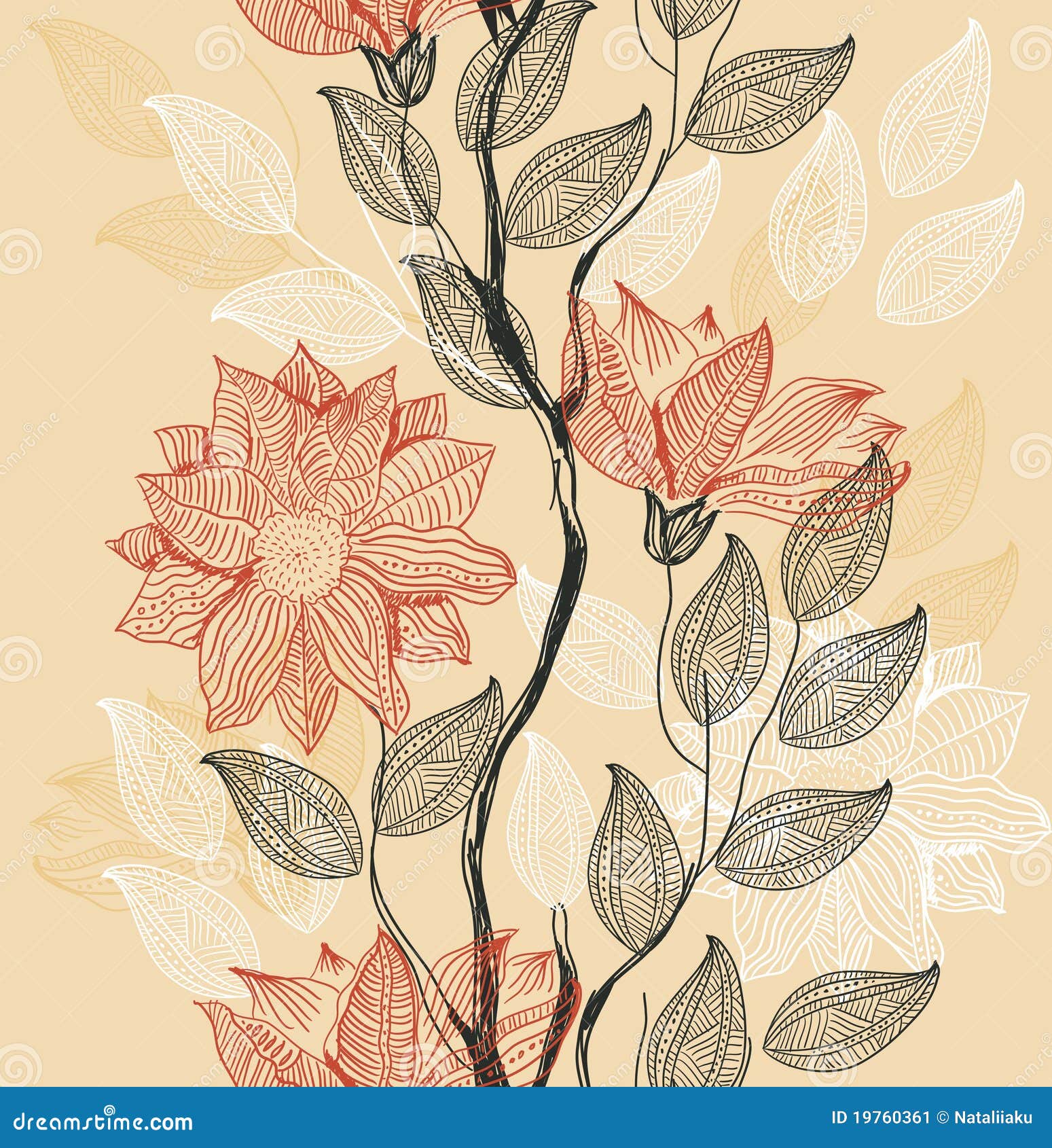 Retro Floral Background in Vector Stock Vector - Illustration of spring ...