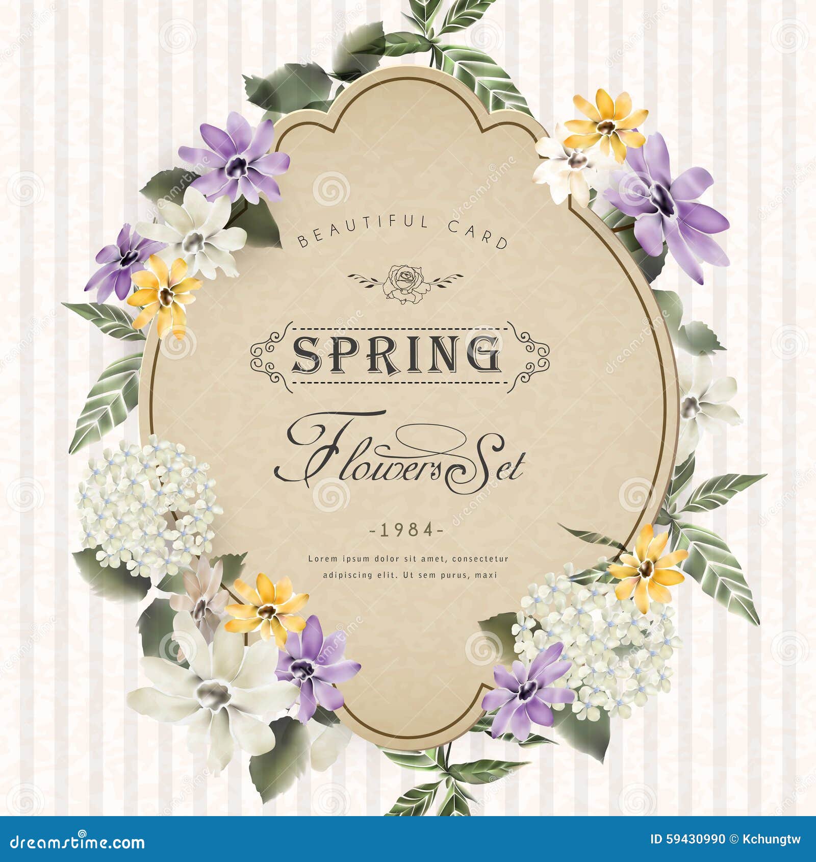 Retro floral card design stock vector. Illustration of floral - 59430990