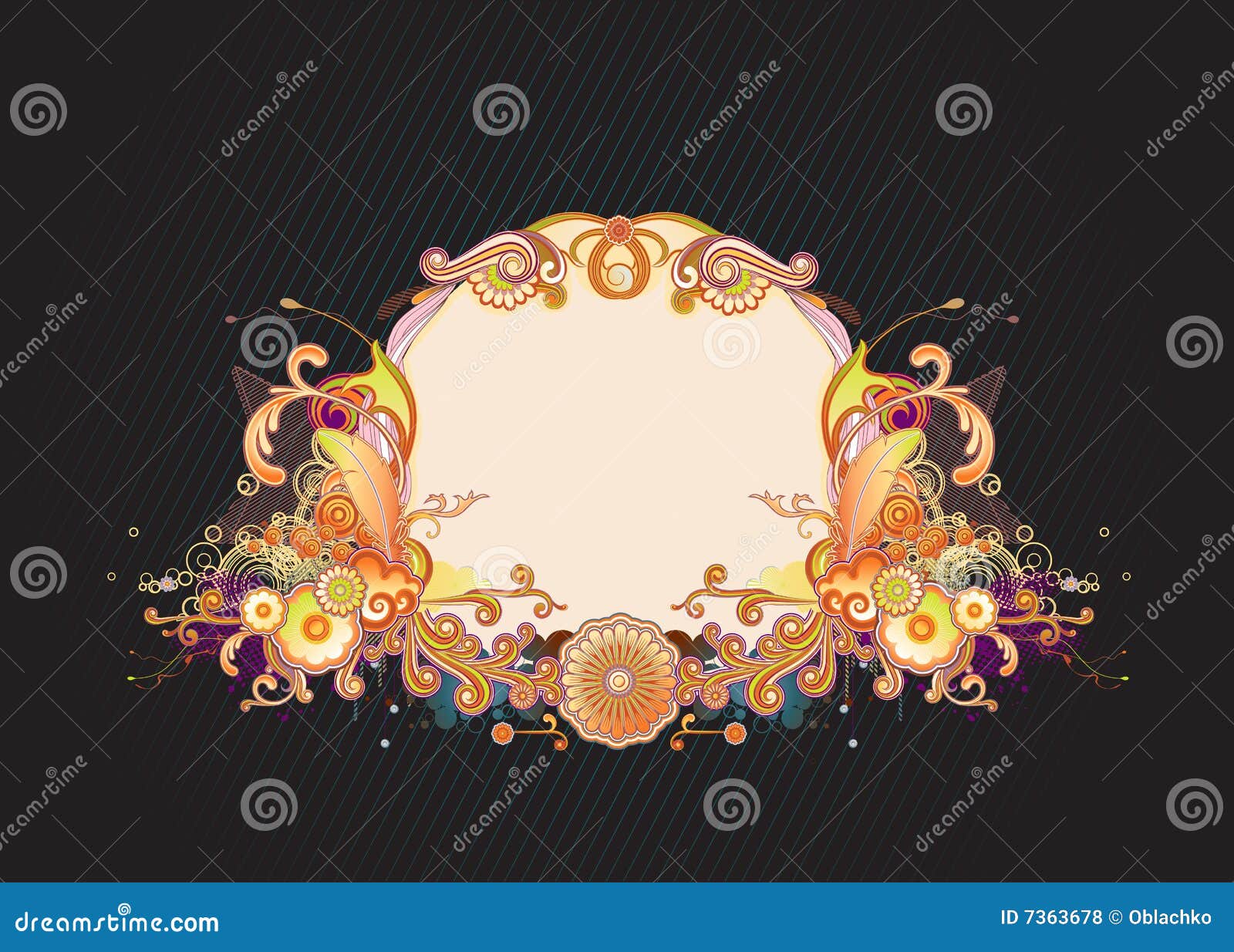 Retro floral frame stock vector. Illustration of circle - 7363678