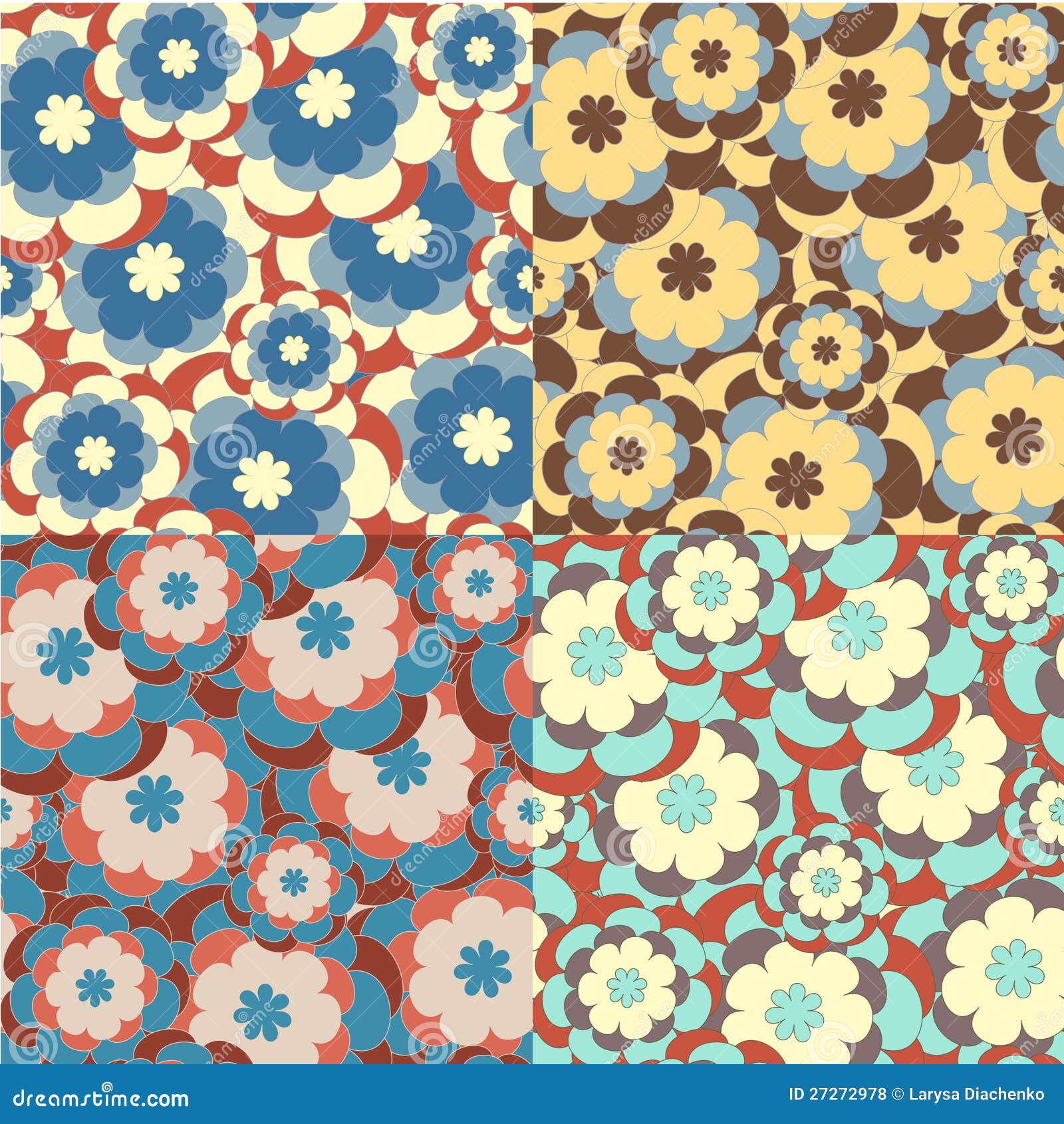 Retro floral pattern stock vector. Illustration of spring - 27272978