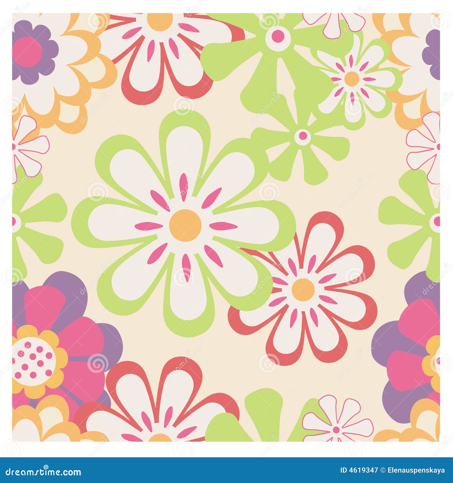 Retro floral pattern stock vector. Illustration of spring - 4619347