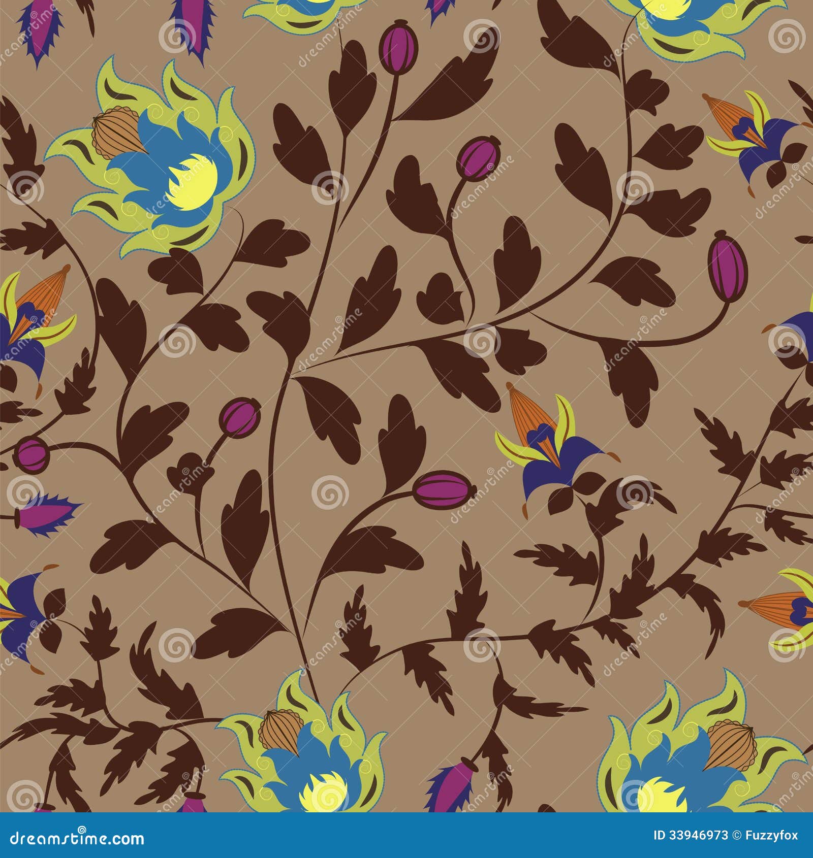 Retro Floral Seamless Pattern Stock Vector - Illustration of swirl ...