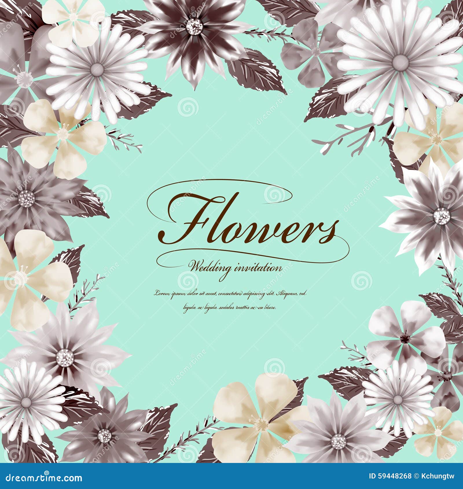Retro Floral Wedding Invitation Stock Illustration - Illustration of ...