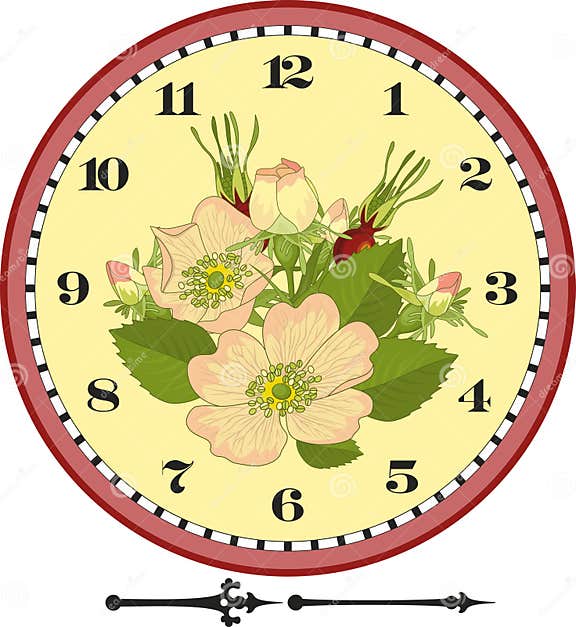 Retro Flower Clock Dial stock vector. Illustration of rosehip - 24250660