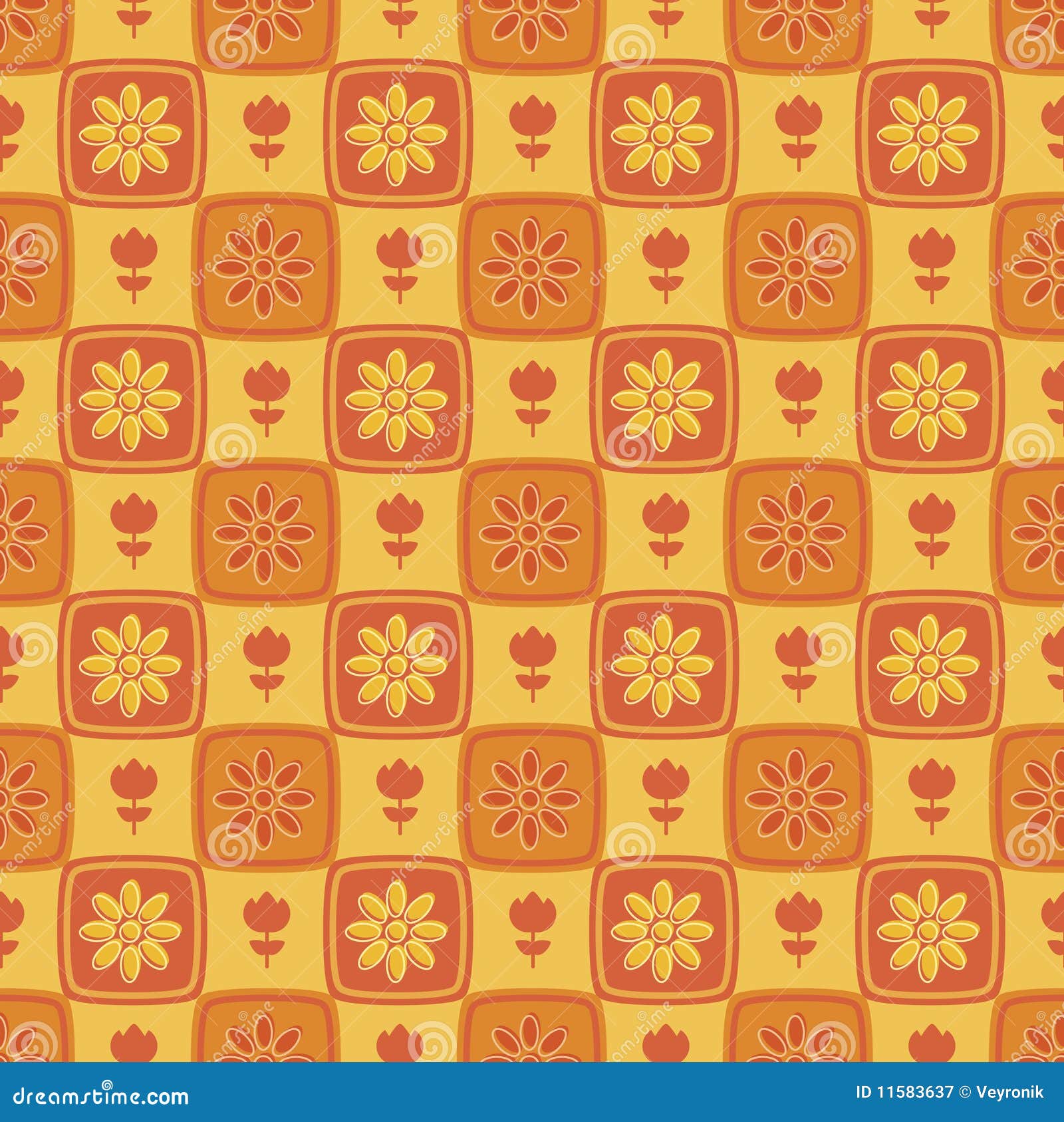 Retro flower pattern stock illustration. Illustration of funky - 11583637