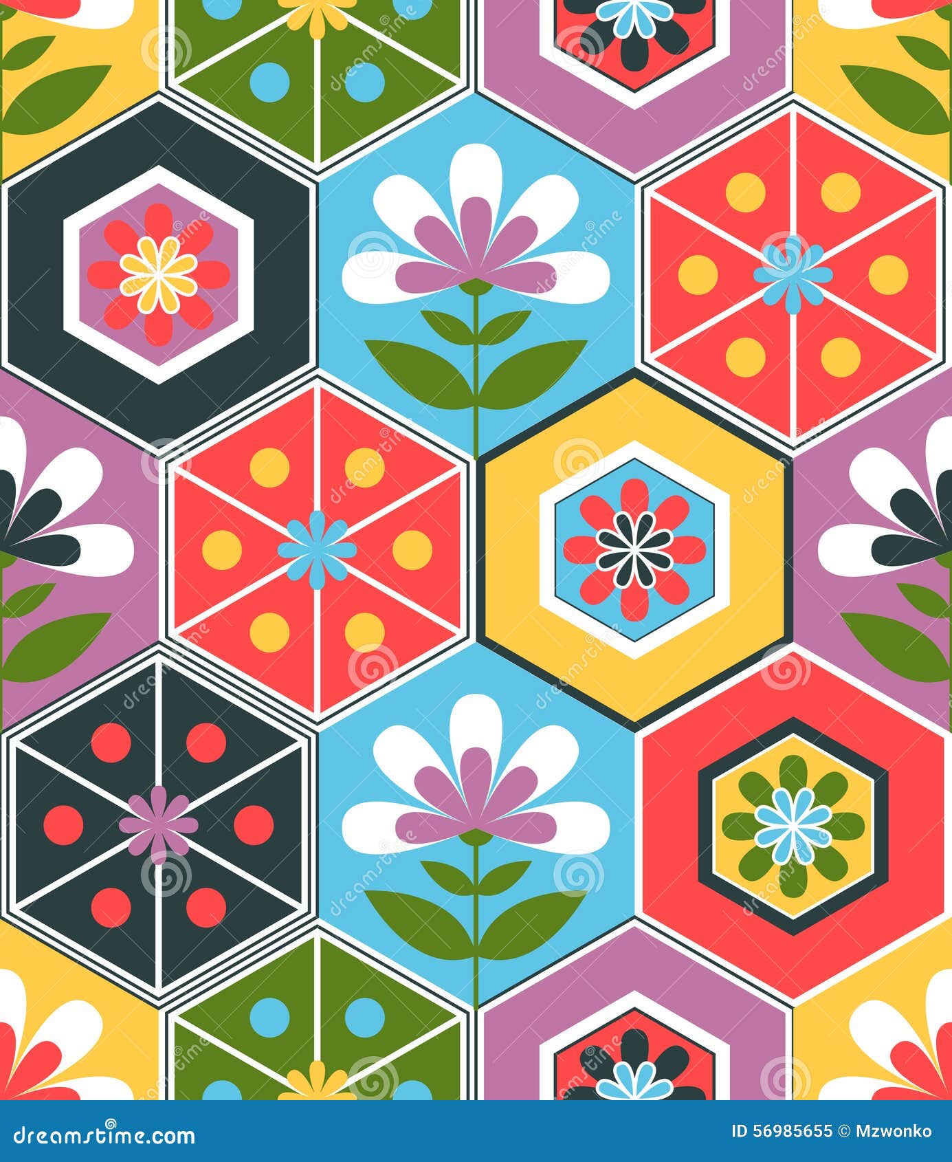 Retro flower pattern stock vector. Illustration of seamless - 56985655