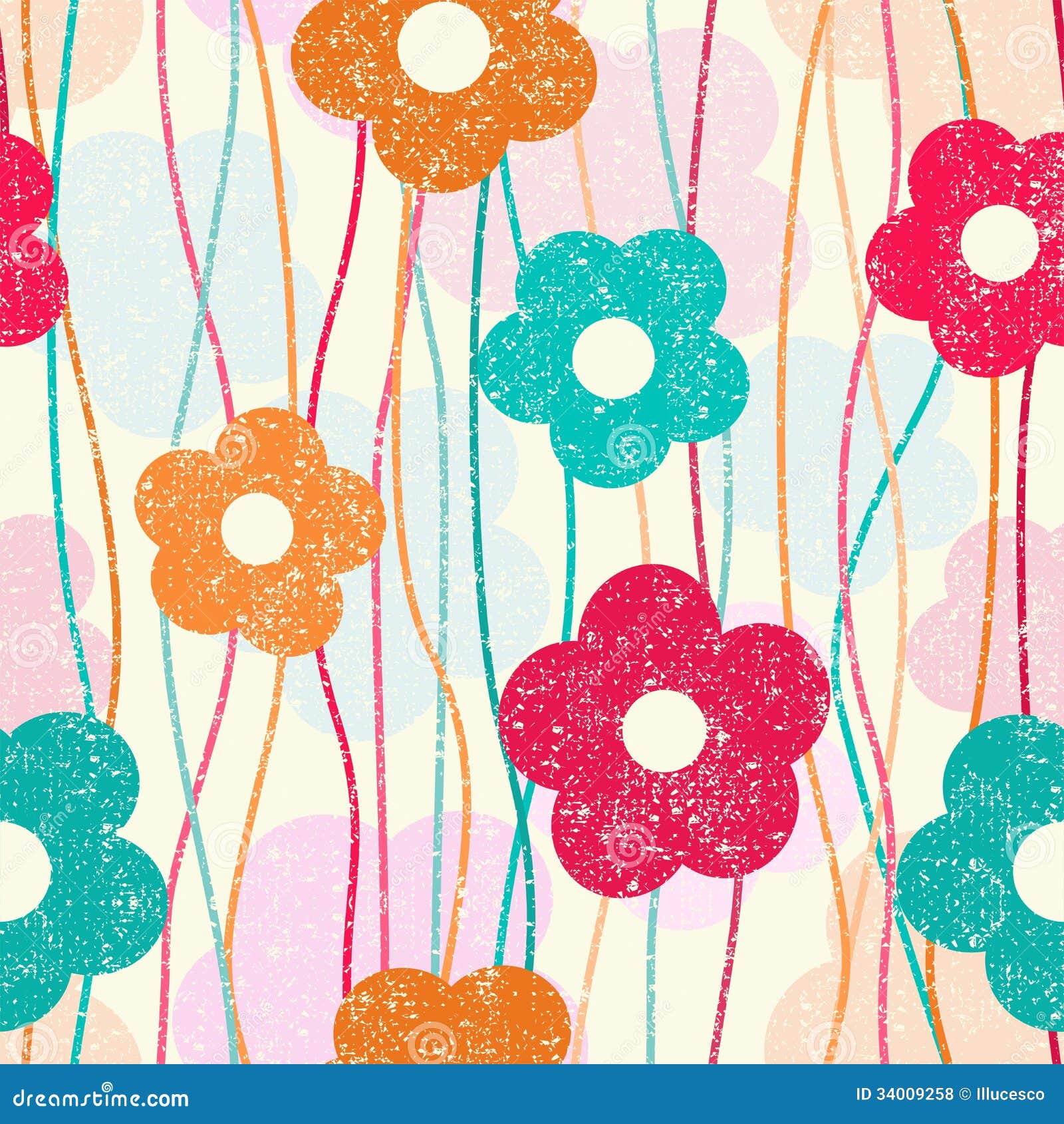 Retro flower pattern stock illustration. Illustration of retro - 34009258