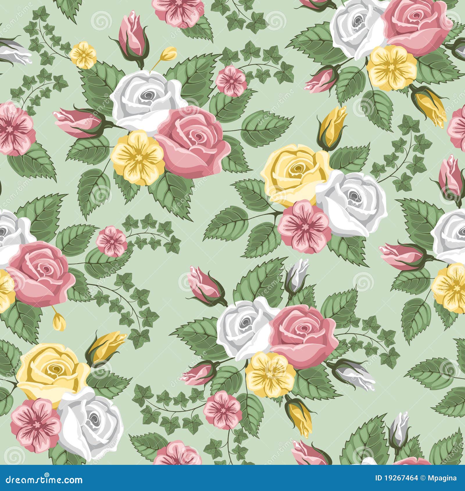 Retro Flower Seamless Pattern - Roses Stock Vector - Illustration of ...