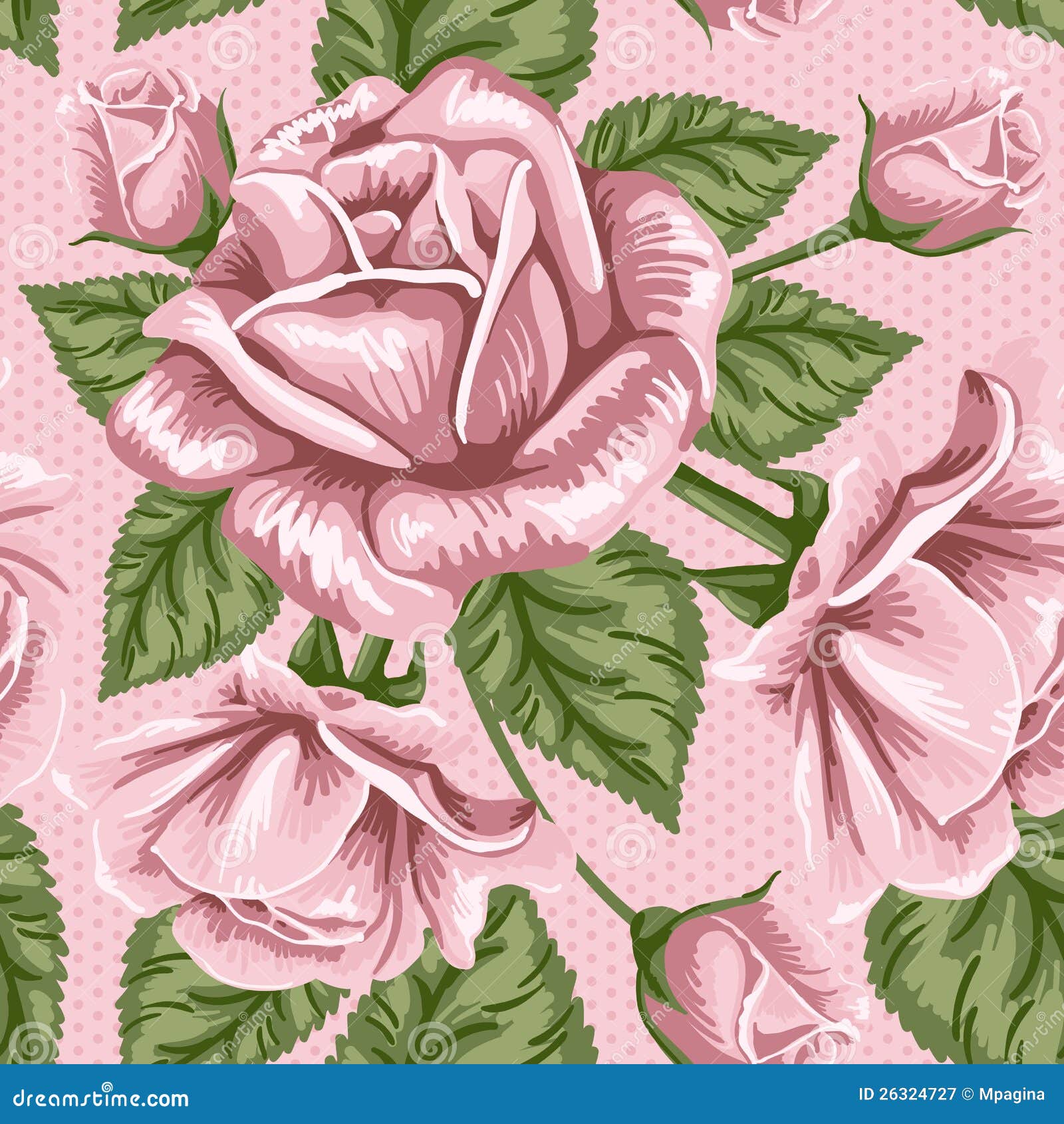 Retro Flower Seamless Pattern - Roses Stock Vector - Illustration of ...