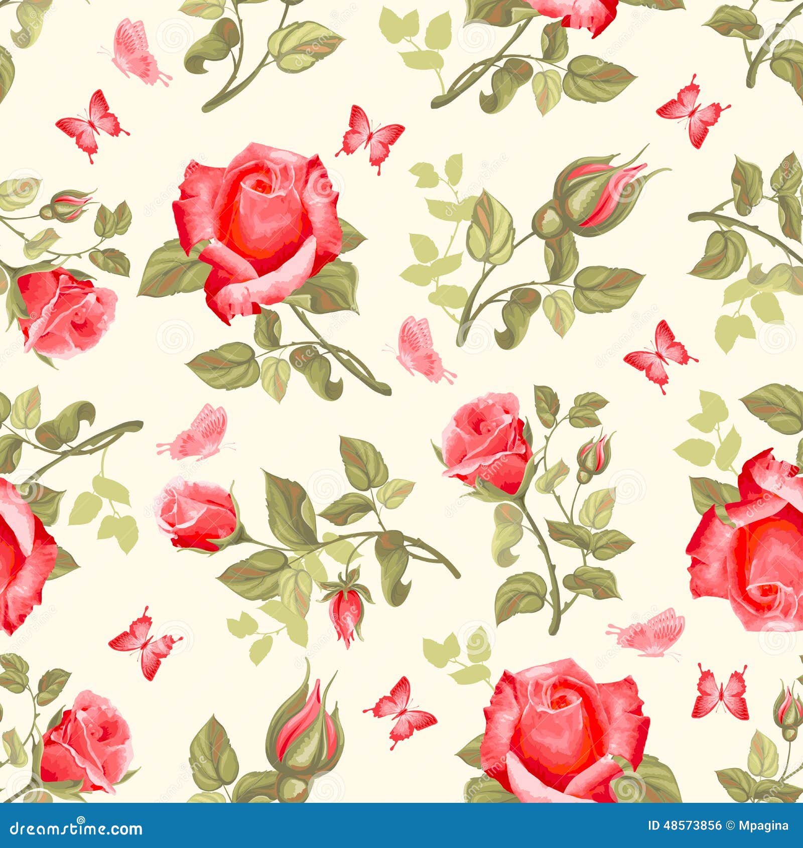 Retro Flower Seamless Pattern - Roses Stock Vector - Illustration of ...