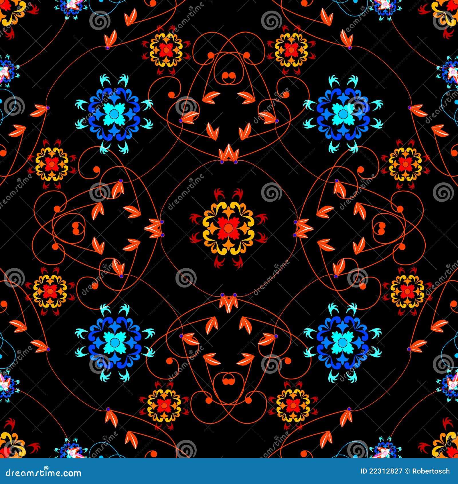 Retro flowerish pattern stock vector. Illustration of artistic - 22312827