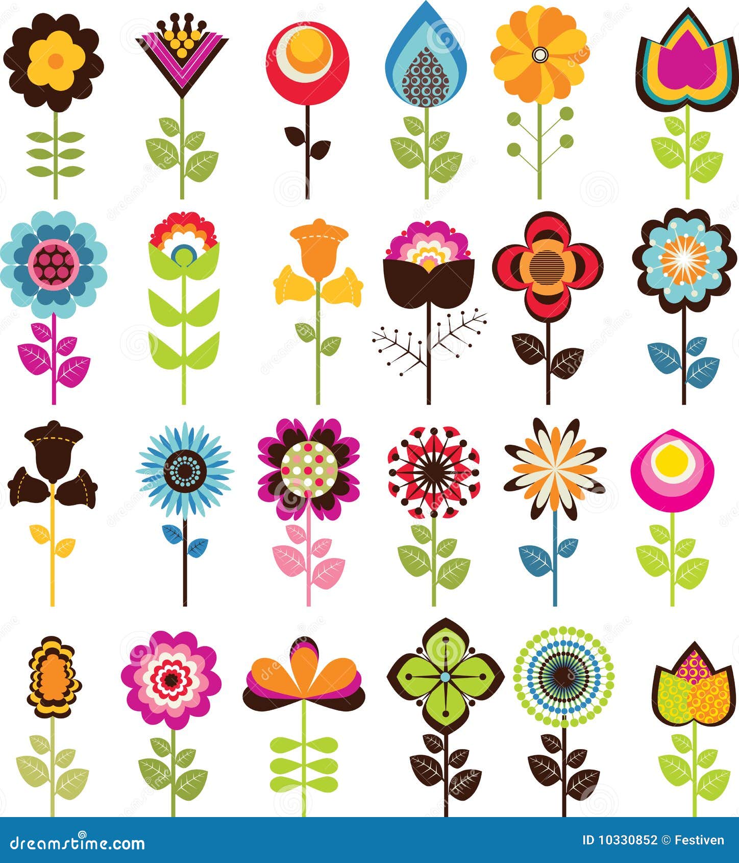 Retro Flowers stock vector. Illustration of design, rose - 10330852