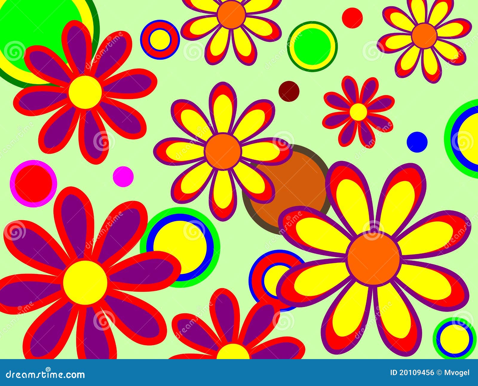 Retro Flowers stock illustration. Illustration of sixties - 20109456