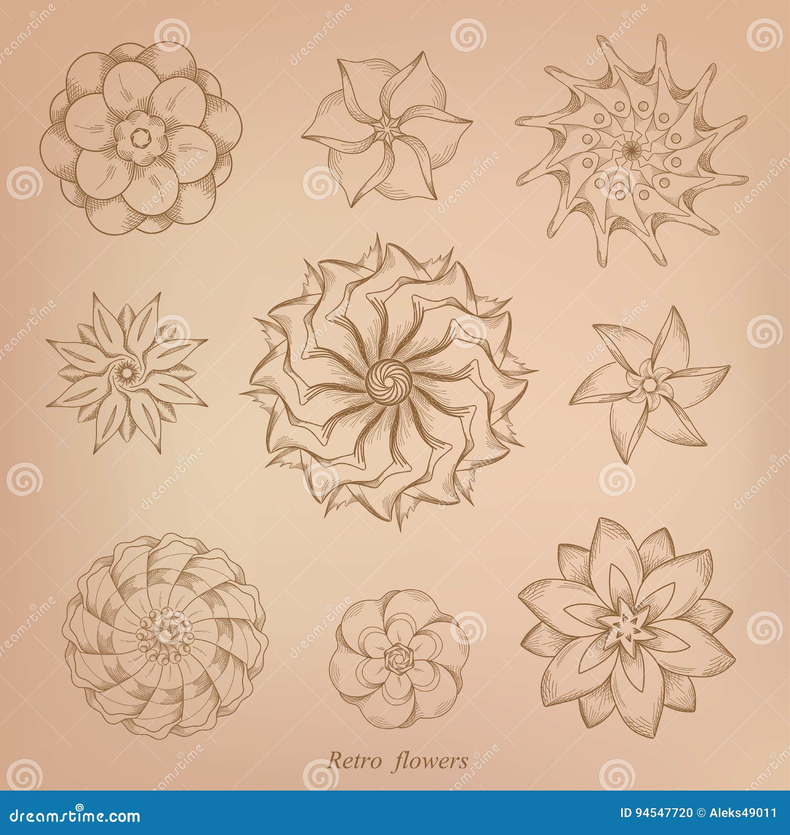 Retro flowers stock vector. Illustration of spring, summer - 94547720