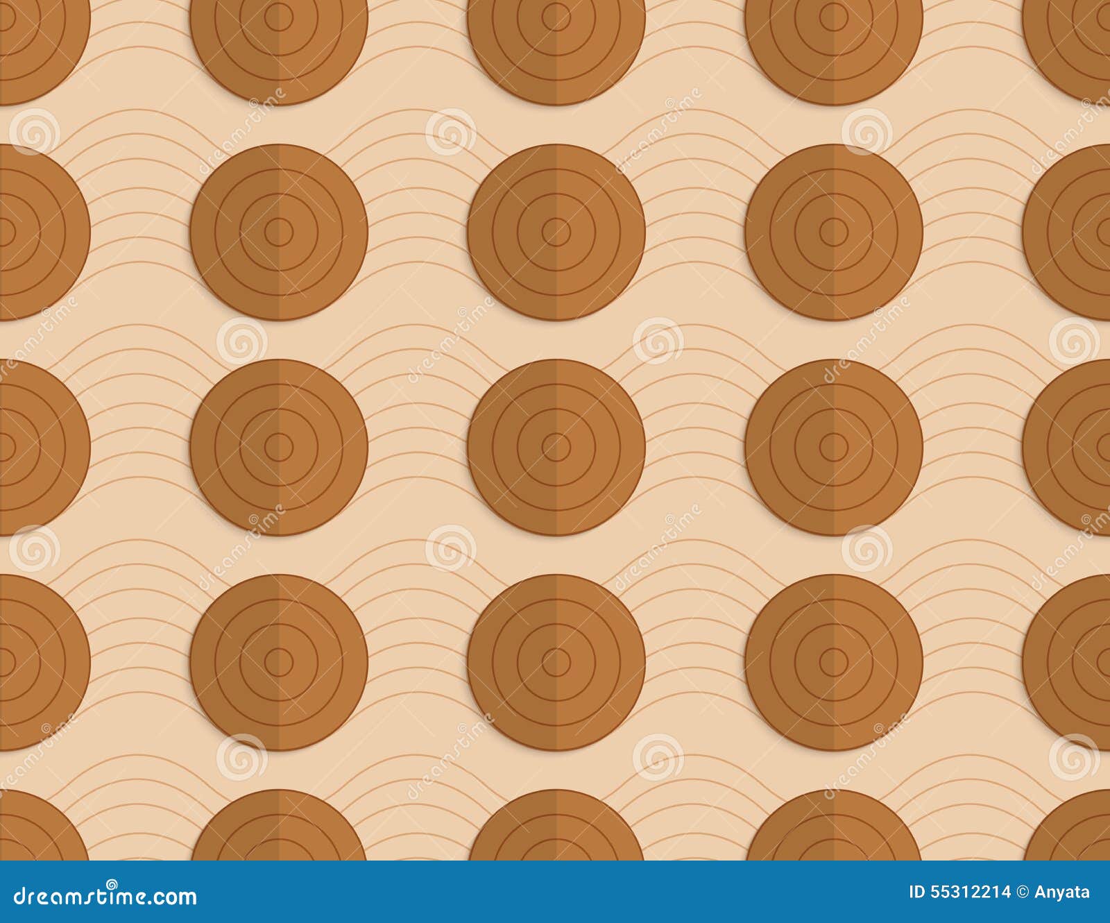 Retro Fold Brown Circles on Bulging Waves Stock Vector - Illustration ...