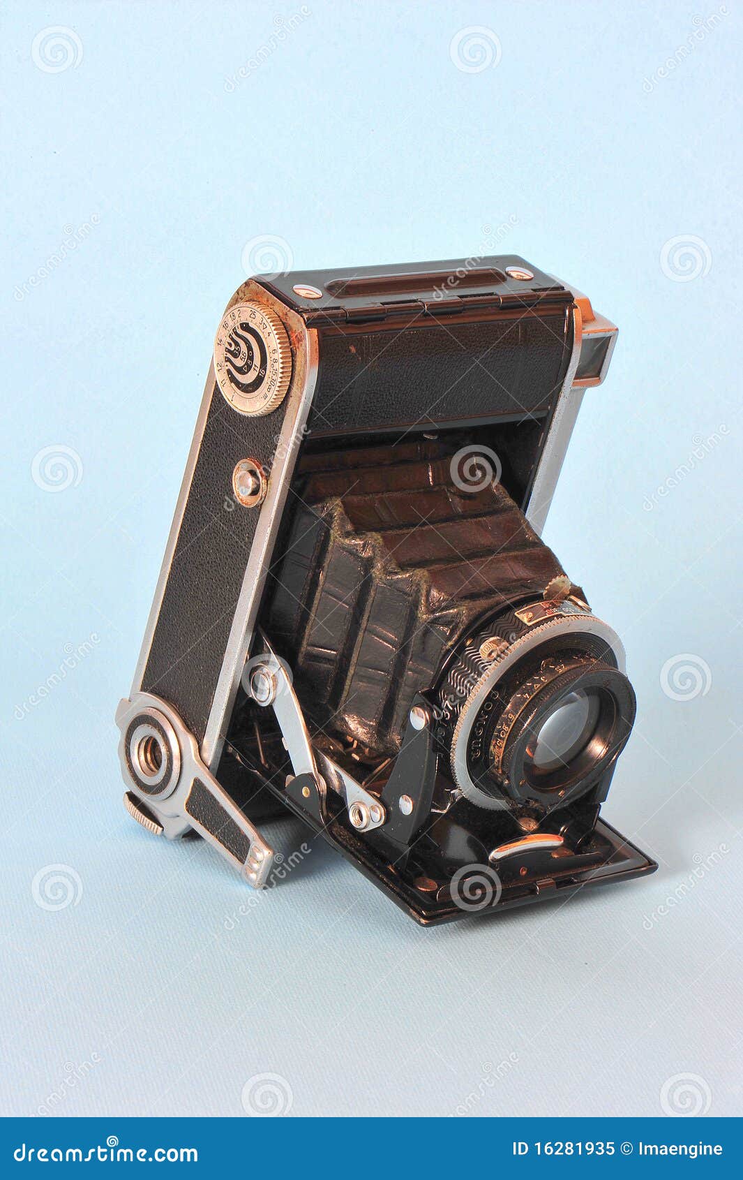 Retro folding camera stock image. Image of isolated, macro - 16281935