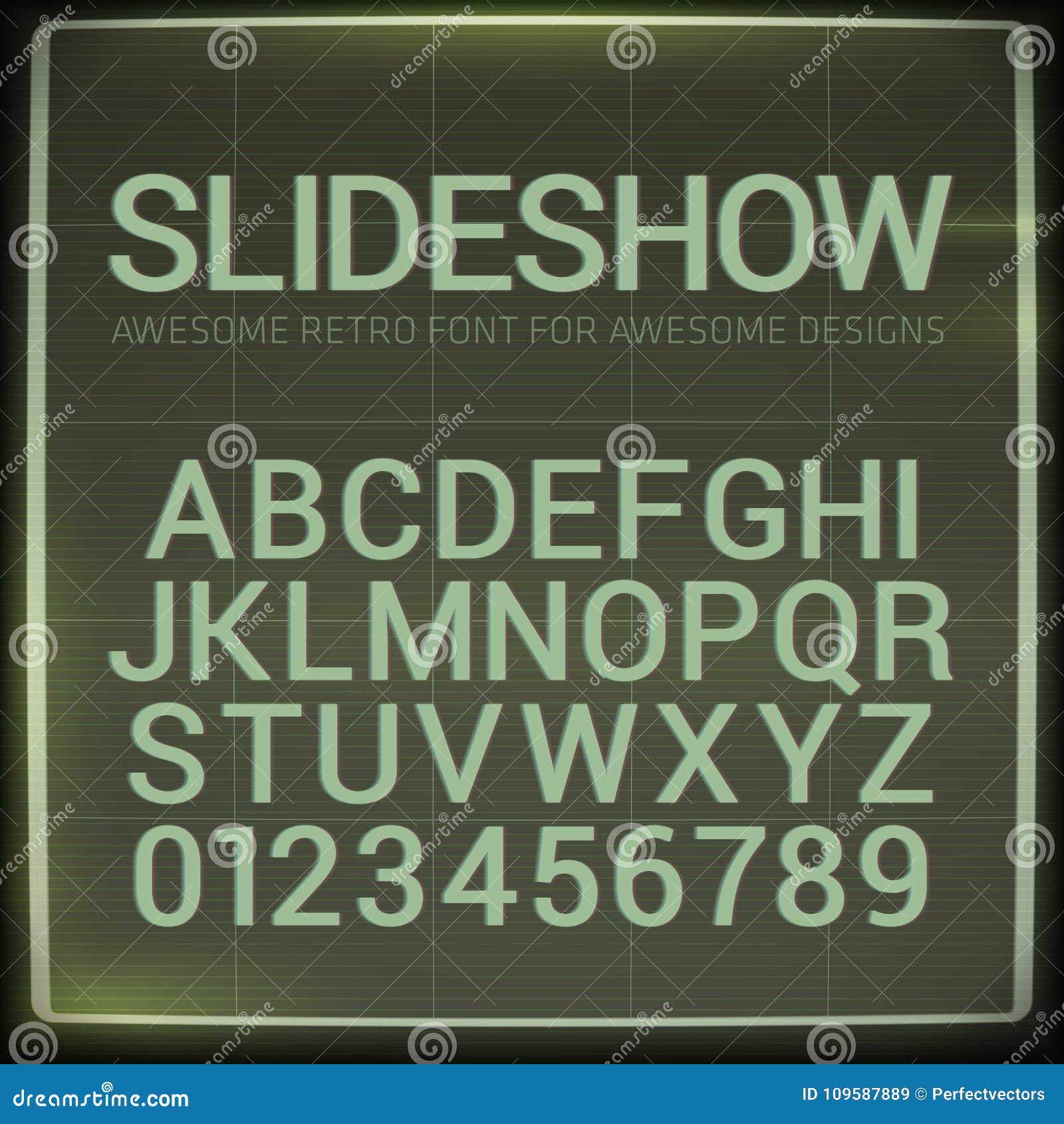 Retro Font with Blur Effect. Vector Distorted Retro Slide Projector ...