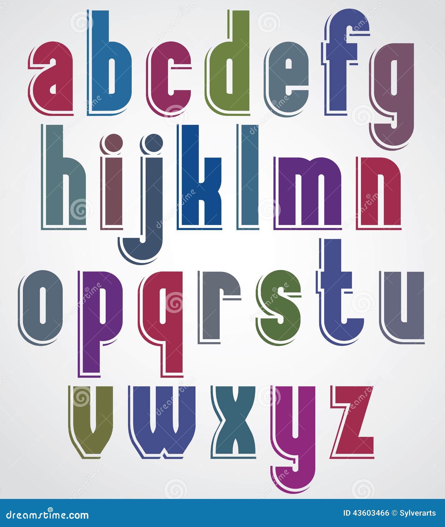 Retro Font, Bold Condensed Letters Typeface, Lowercase Set. Stock ...