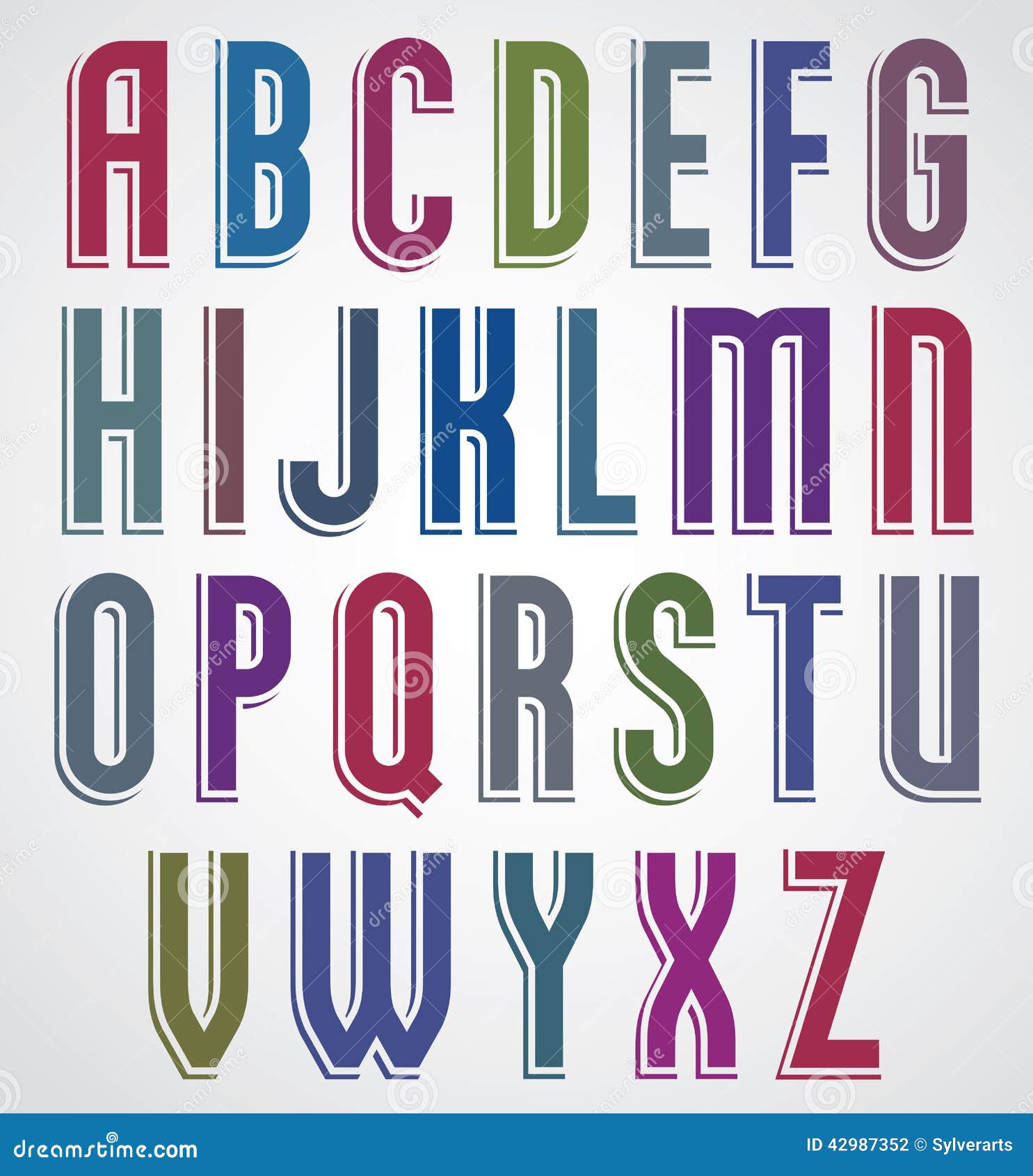 Retro Font, Condensed Letters Typeface, Uppercase Set. Stock Vector ...