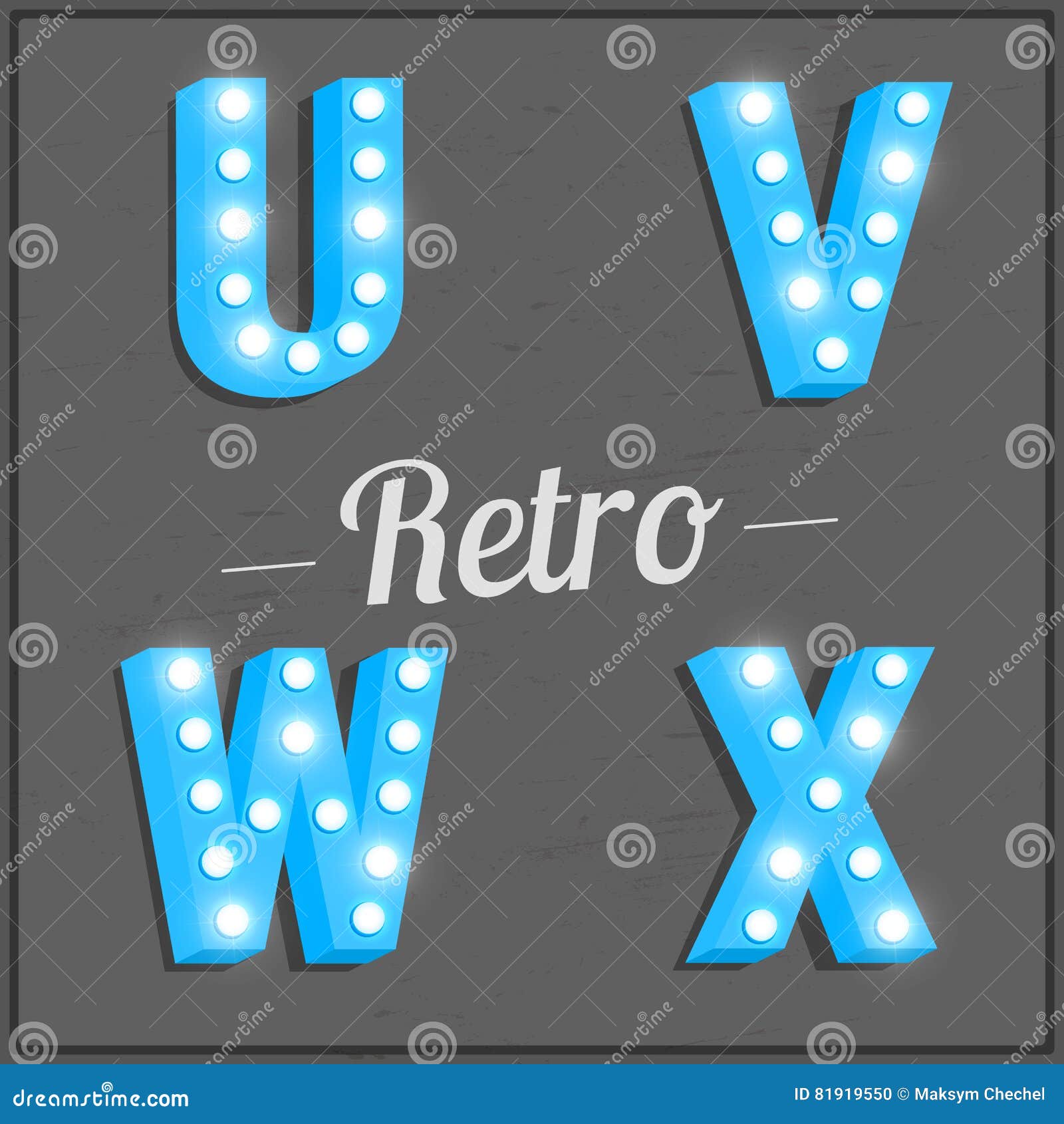 Retro Font with Light Bulbs Stock Vector - Illustration of illuminate ...