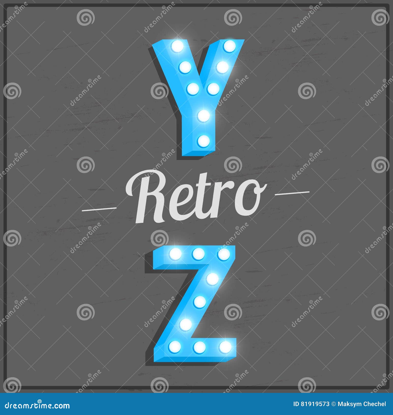 Retro Font with Light Bulbs Stock Vector - Illustration of fluorescent ...