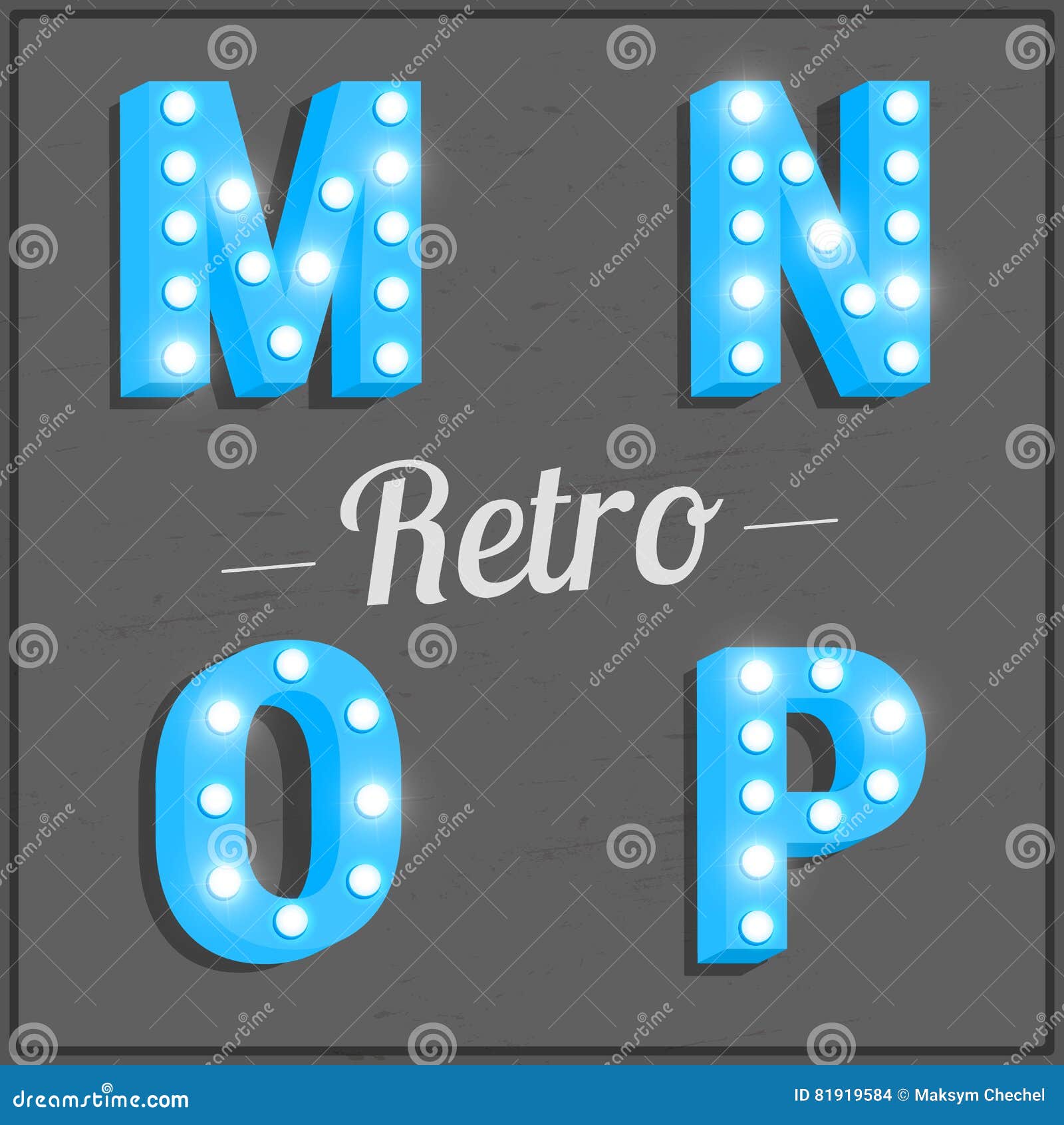 Retro Font with Light Bulbs Stock Vector - Illustration of electricity ...