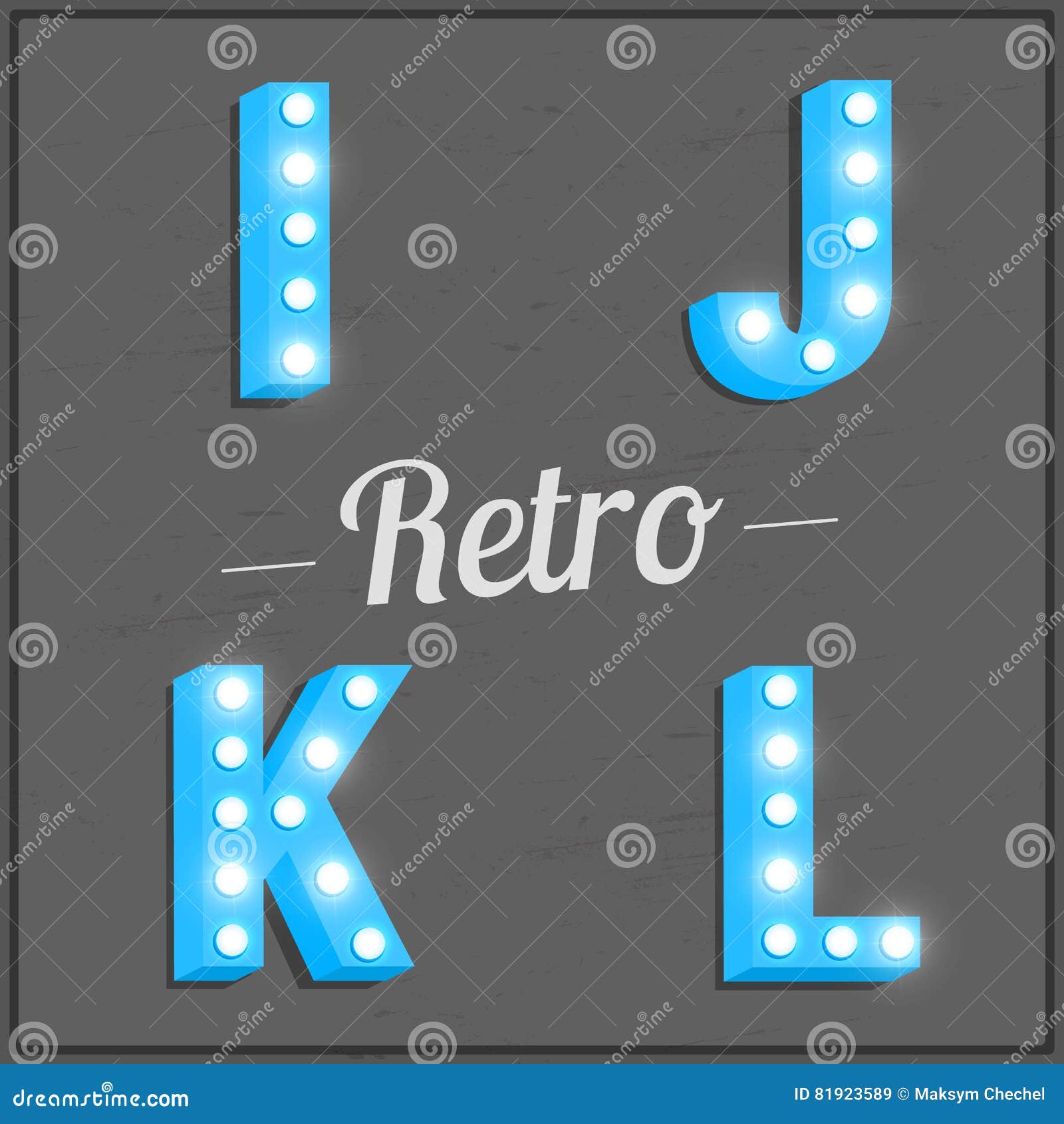 Retro Font with Light Bulbs Stock Vector - Illustration of illumination ...