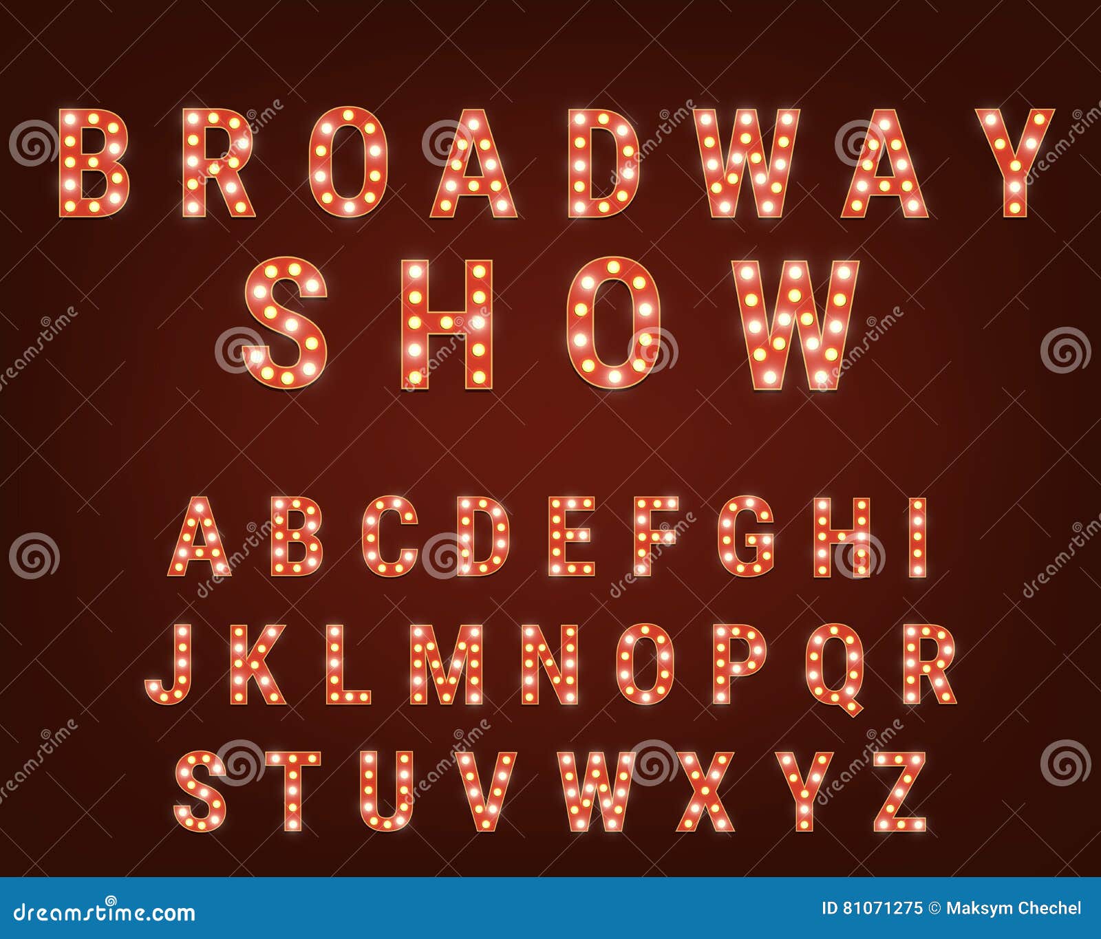 Retro Font with Light Bulbs Stock Vector - Illustration of lamp ...