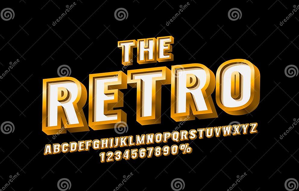 Retro Font Set Collection, Letters and Numbers Symbol. Vector ...