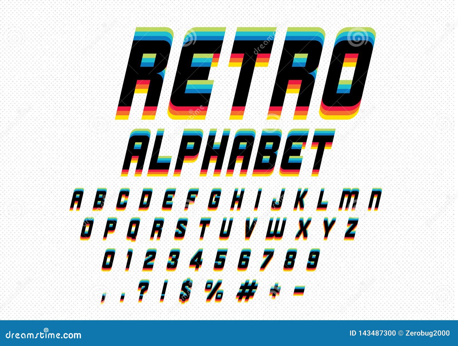 Retro font stock vector. Illustration of graphic, trendy - 143487300