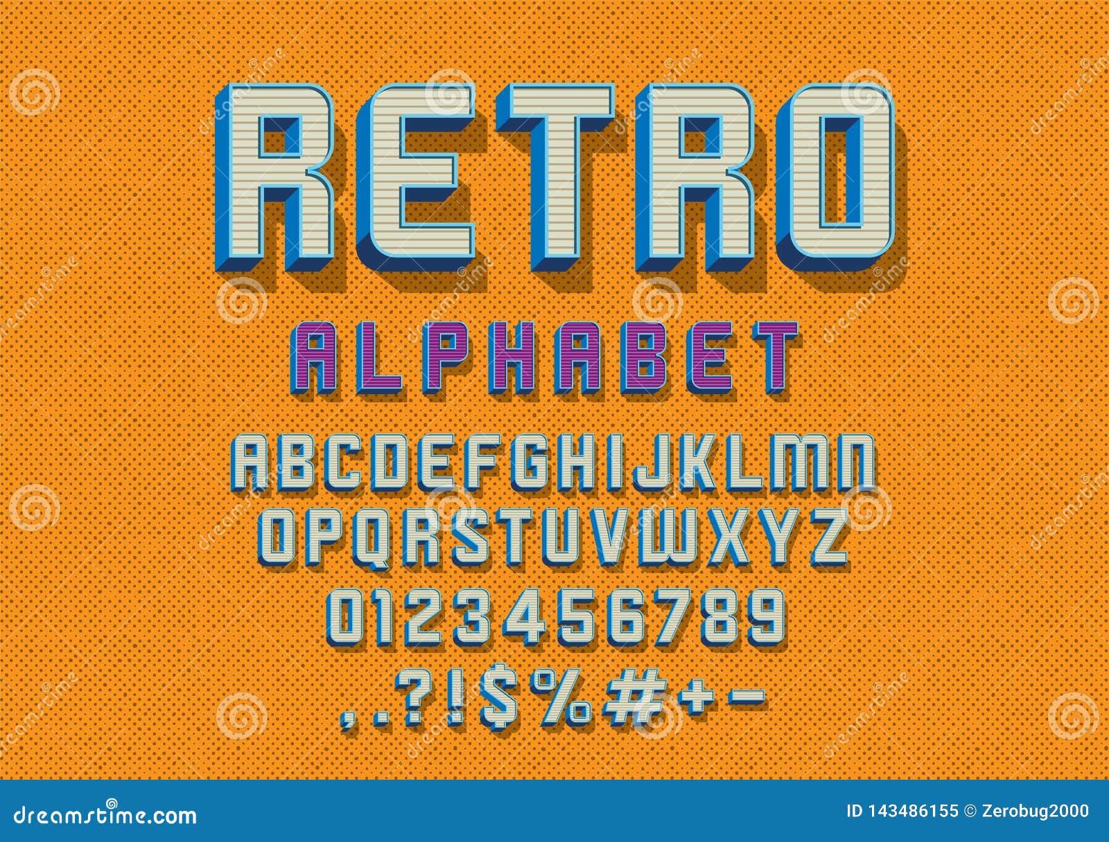 Retro font stock vector. Illustration of letter, color - 143486155