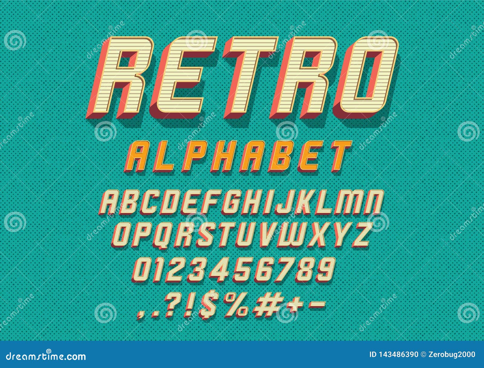 Retro font stock vector. Illustration of graphic, retro - 143486390