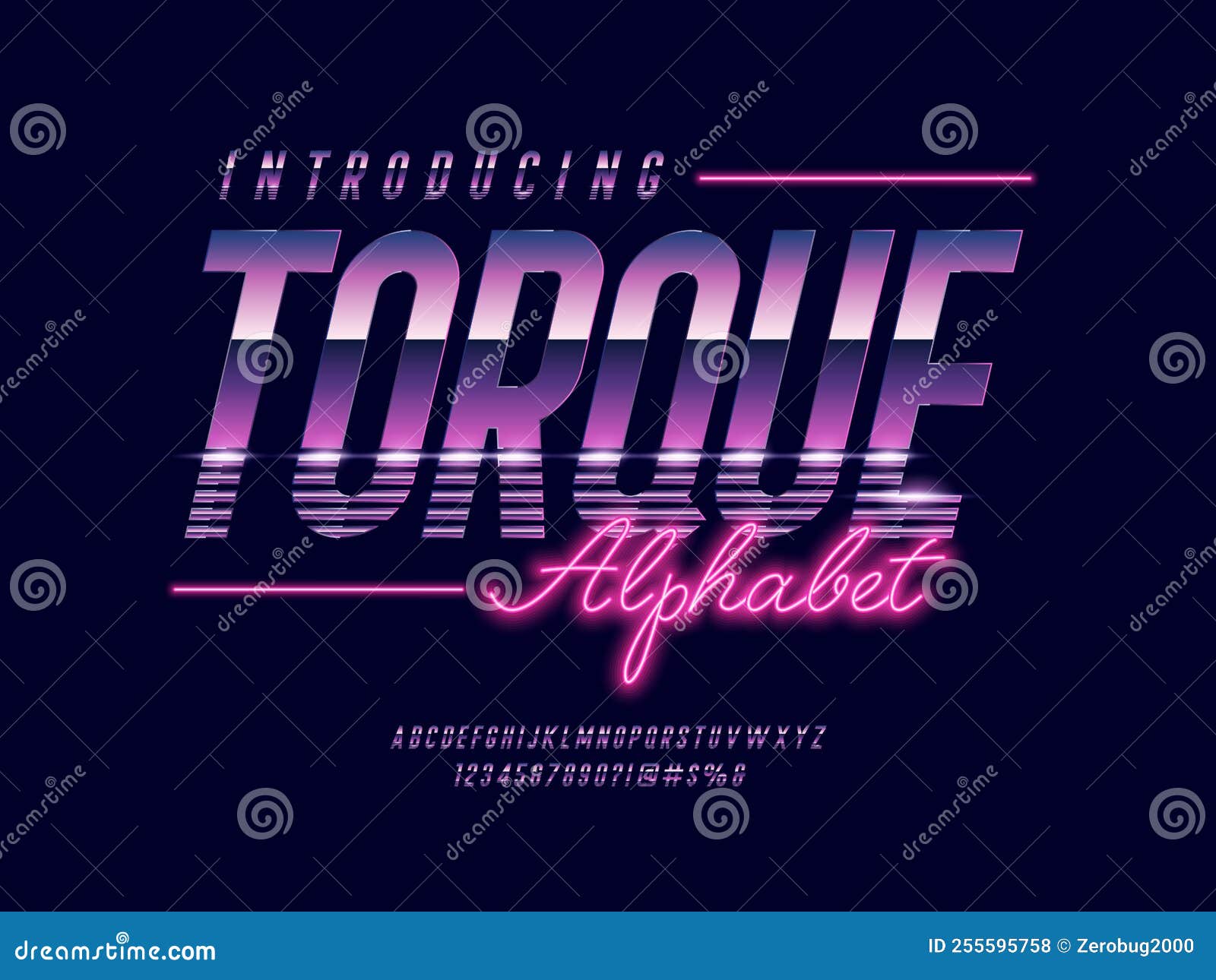 Retro font stock vector. Illustration of metallic, graphic - 255595758