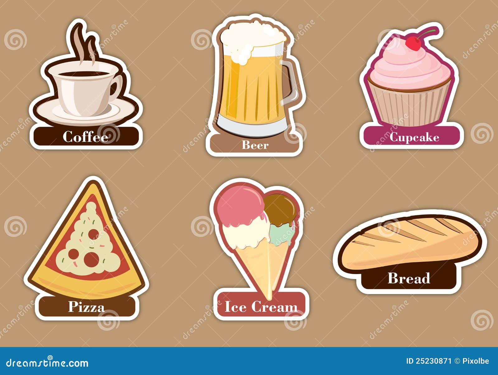 Retro food icons stock vector. Illustration of coffee - 25230871
