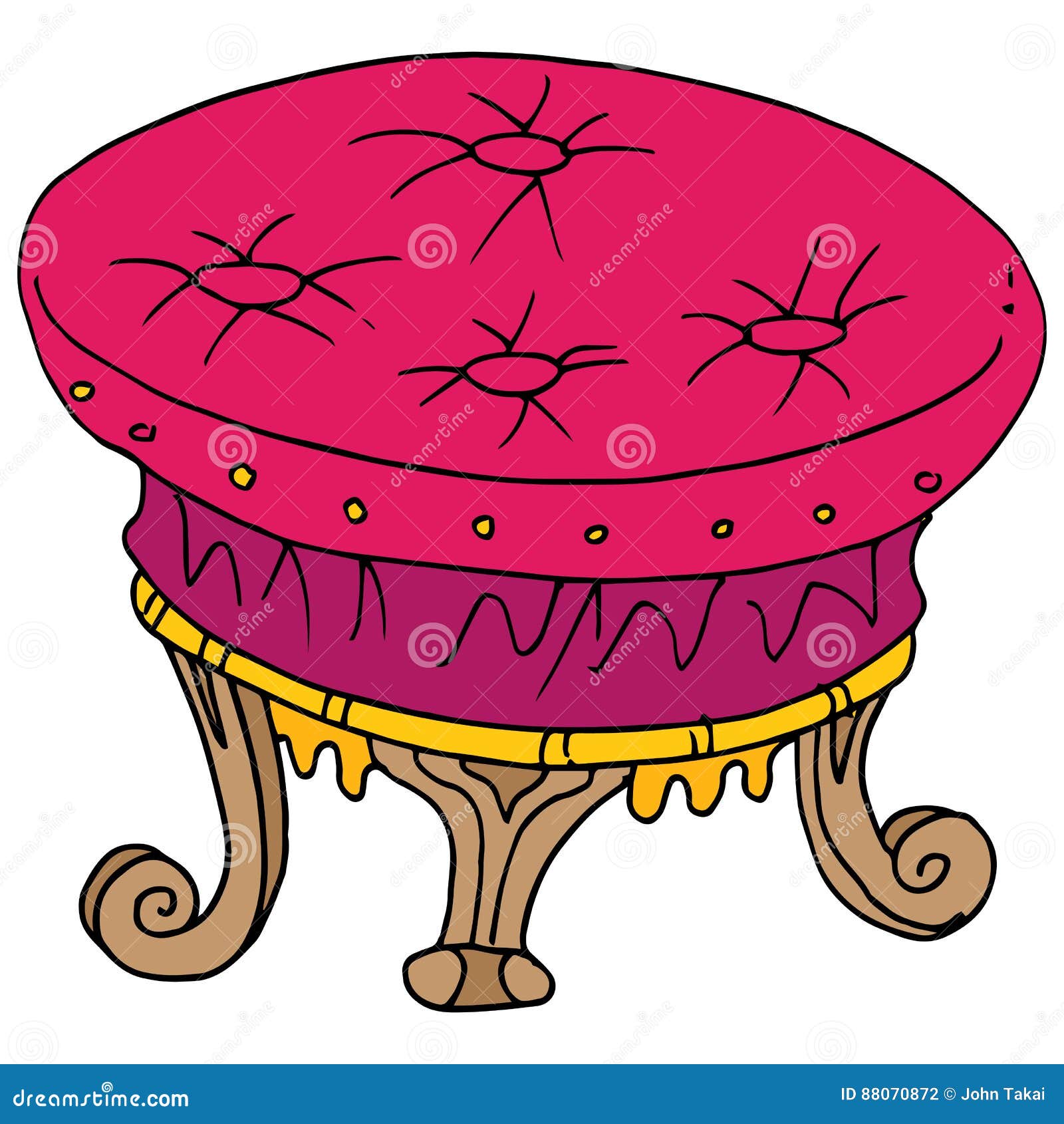 Retro Foot Stool Drawing Vector Illustration | CartoonDealer.com #88070872