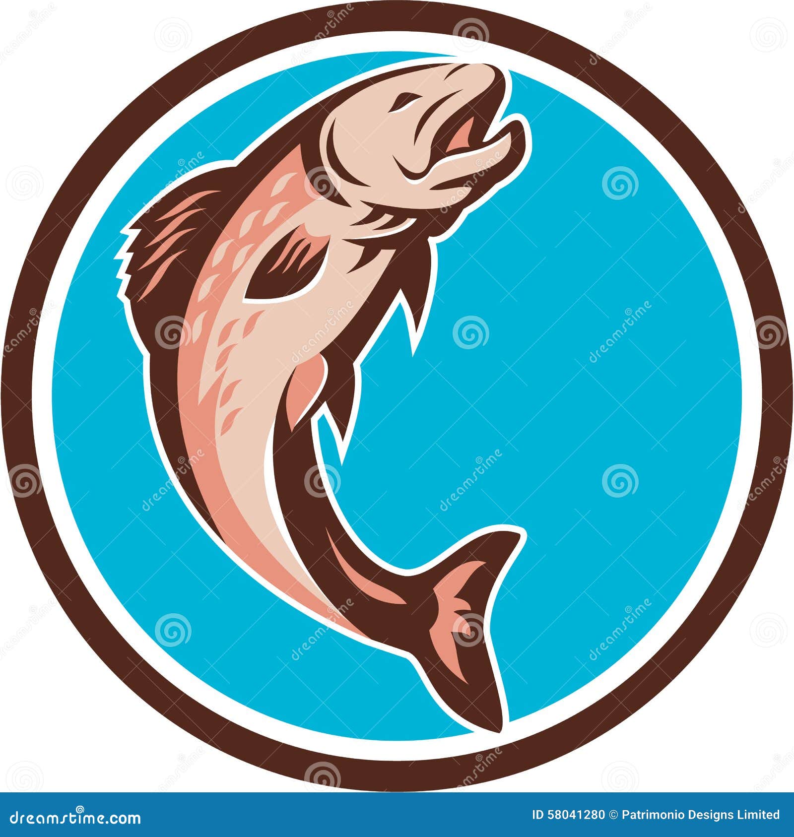 Retro Forel Springende Cirkel Stock Illustratie - Illustration of zalm ...