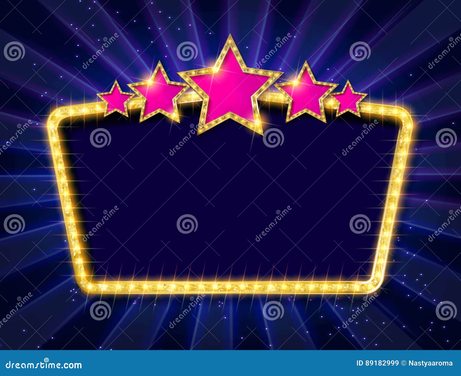 Retro Frame with Five Stars Stock Illustration - Illustration of frame ...