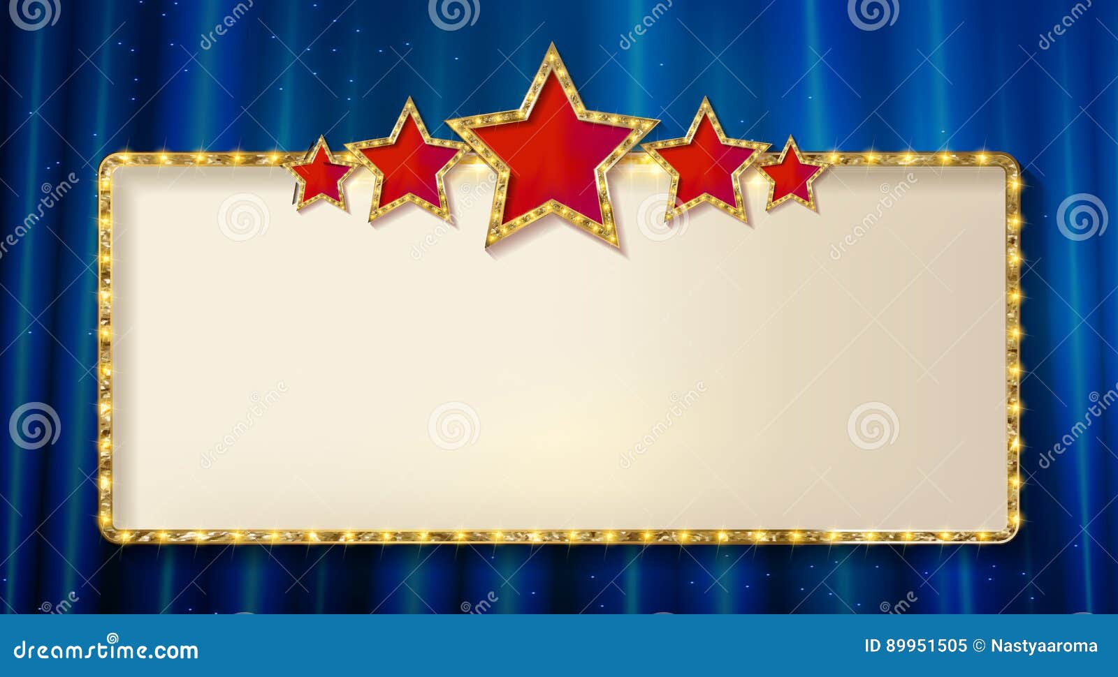 Retro Frame with Five Stars Stock Illustration - Illustration of ...