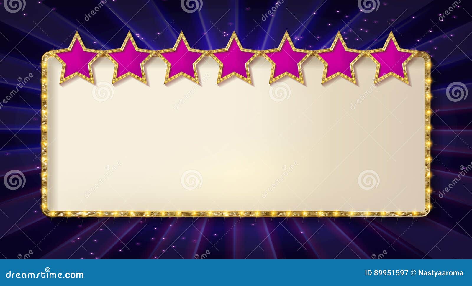 Retro Frame with Five Stars Stock Illustration - Illustration of ...
