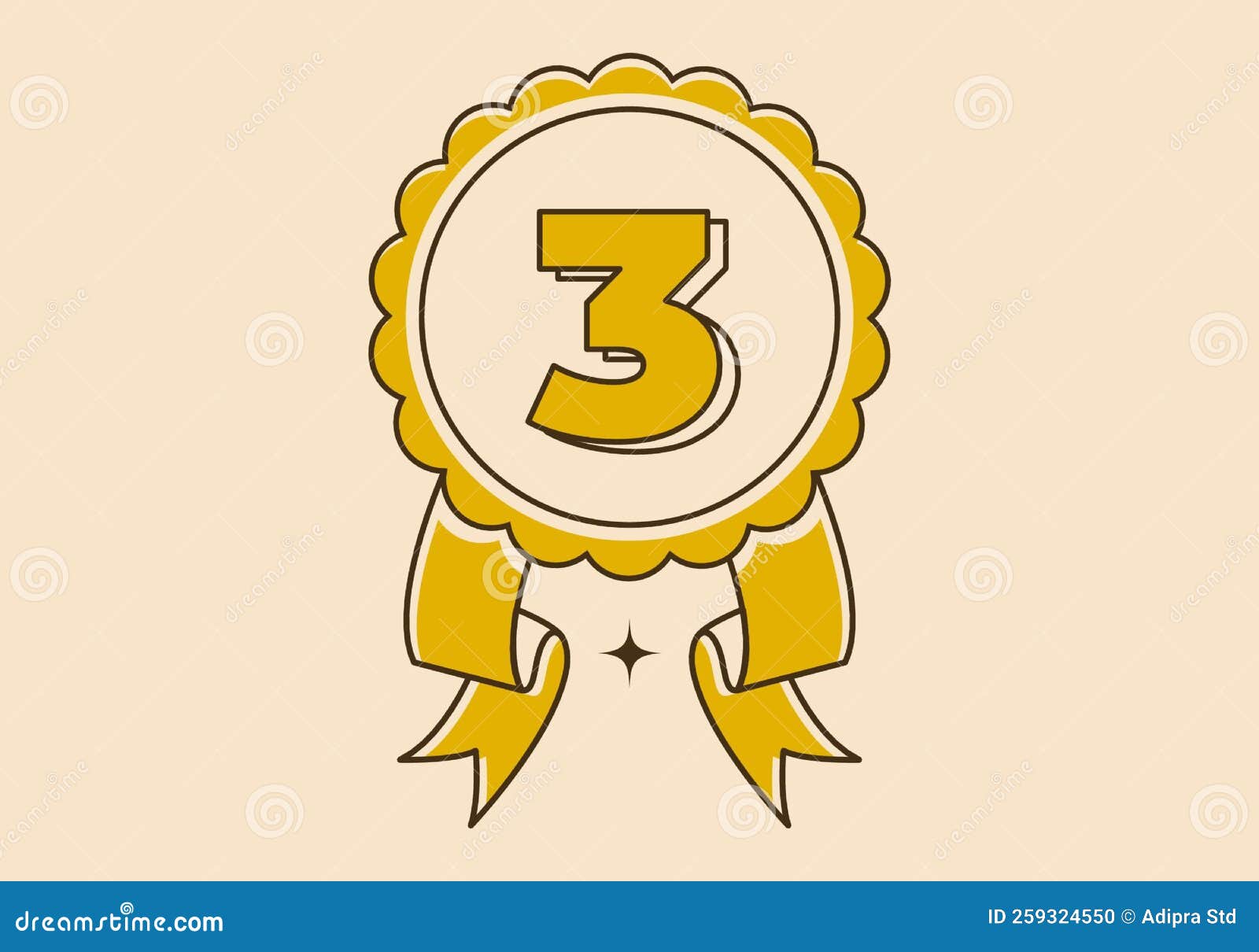 Retro Frame Illustration with Number Three in it Stock Vector ...