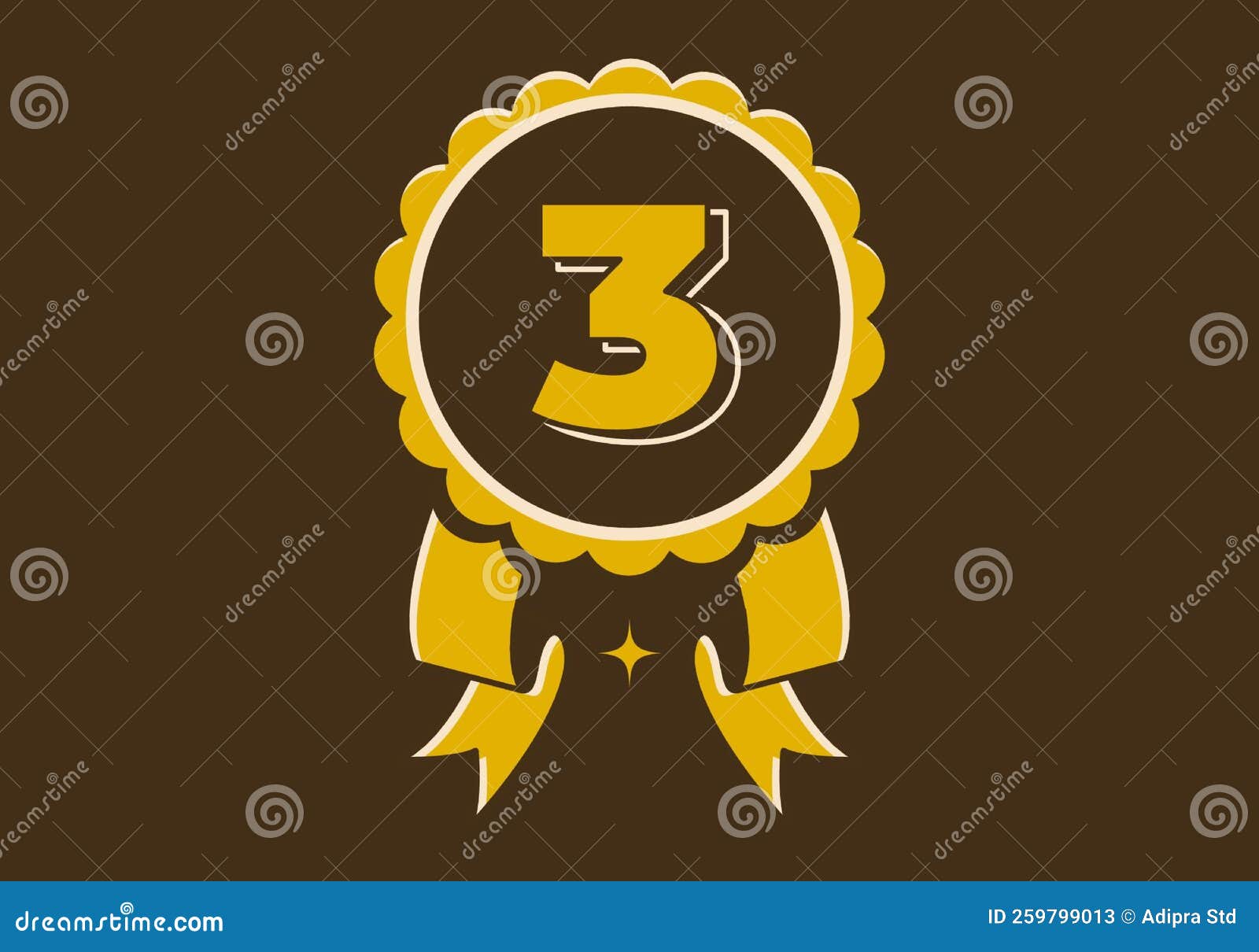 Retro Frame Illustration with Number Three in it Stock Vector ...