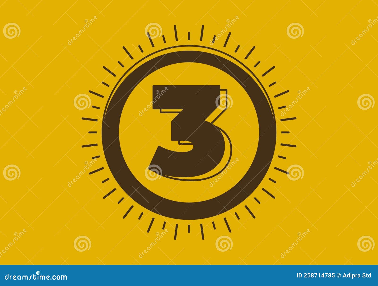 Retro Frame Illustration with Number Three in it Stock Vector ...