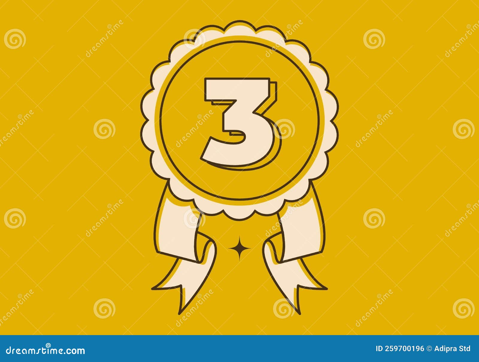 Retro Frame Illustration with Number Three in it Stock Vector ...