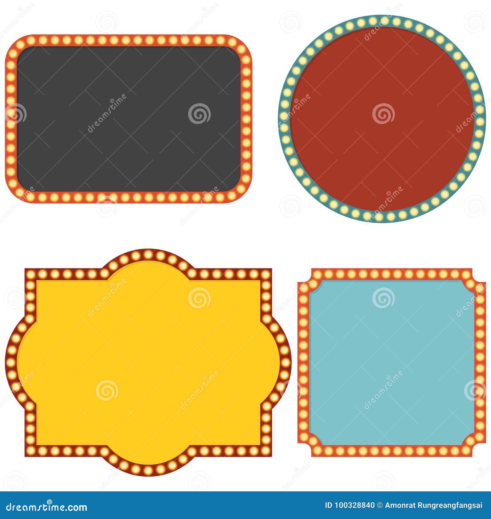 Retro Frame with Light Bulb Stock Vector - Illustration of vegas ...