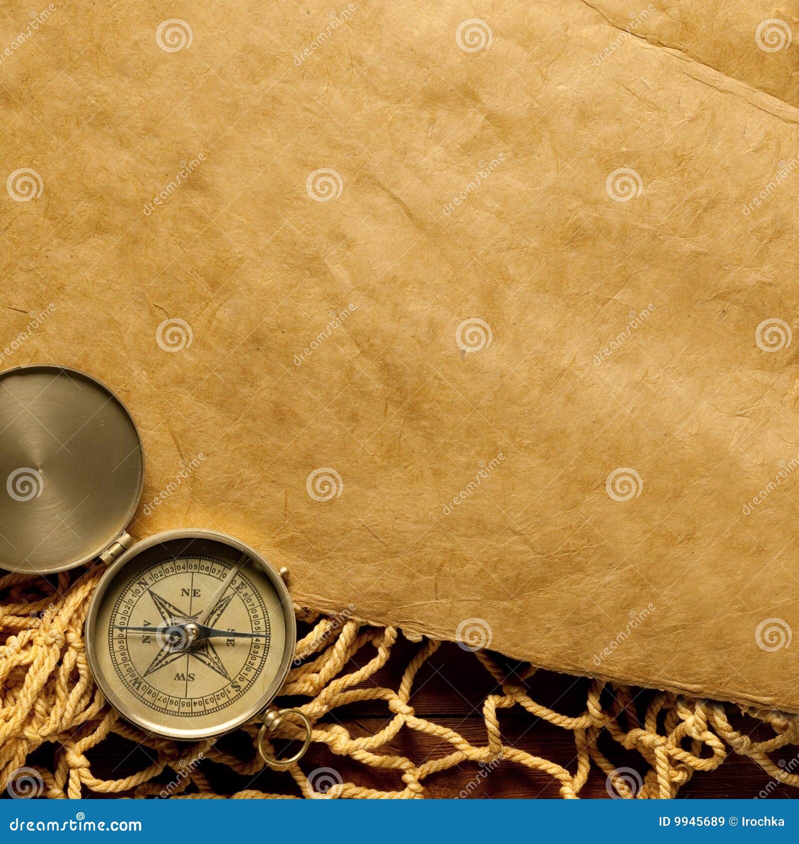 Retro Frame on Old Rope and Fishing Net Stock Image - Image of dark ...