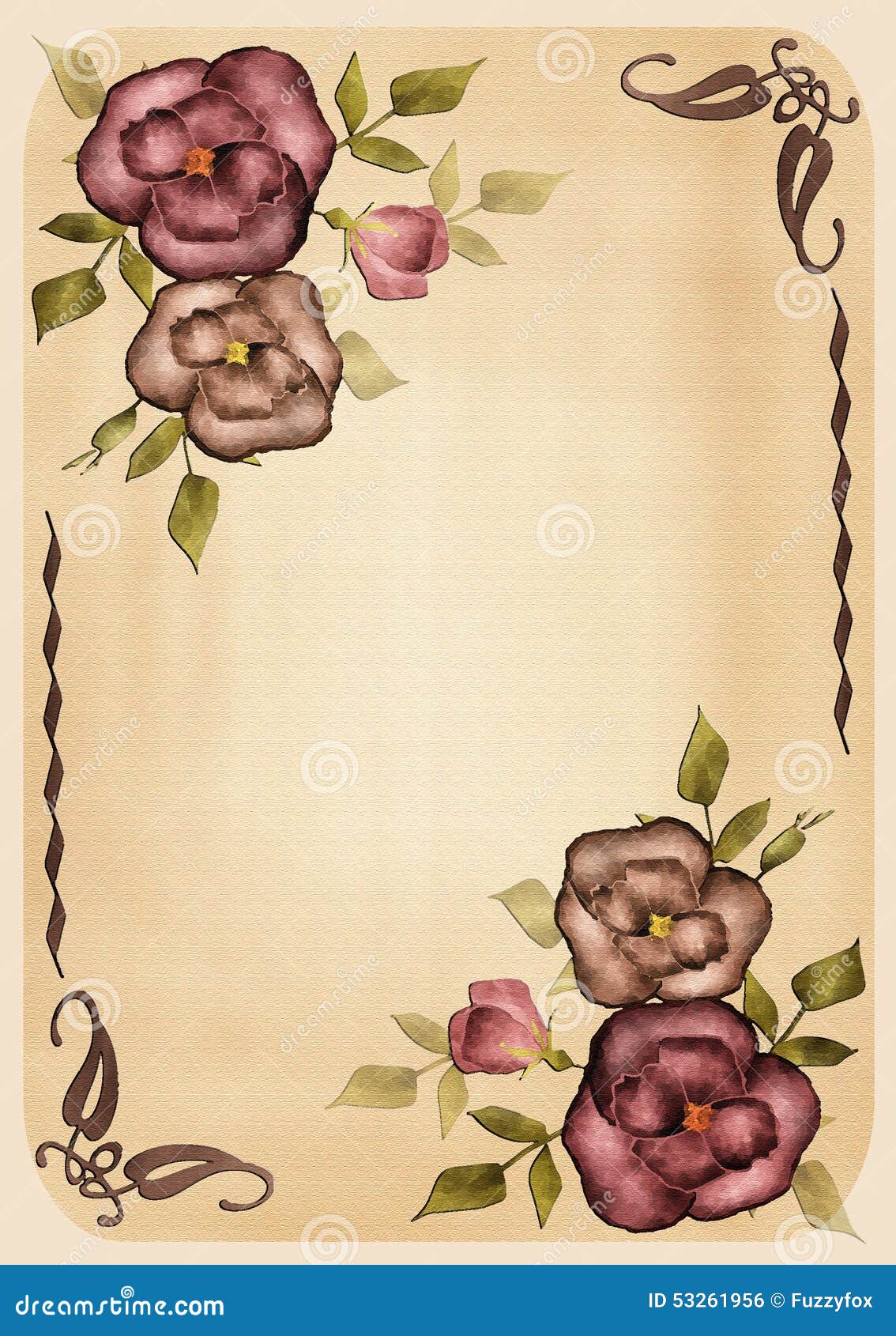Retro frame with roses stock illustration. Illustration of element ...