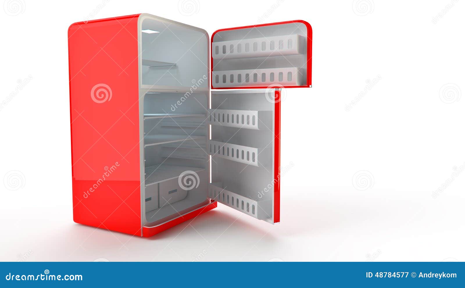 Retro Fridge Refrigerator in Red Retro Color. Stock Illustration ...
